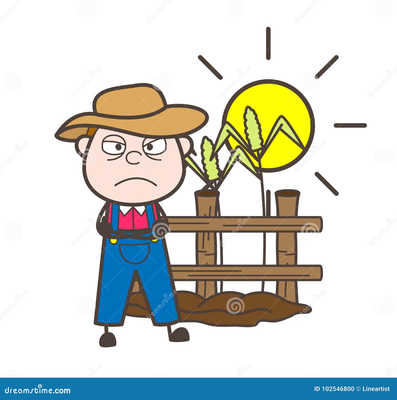 Angry Farmer in Field Vector Illustration Stock Illustration ...
