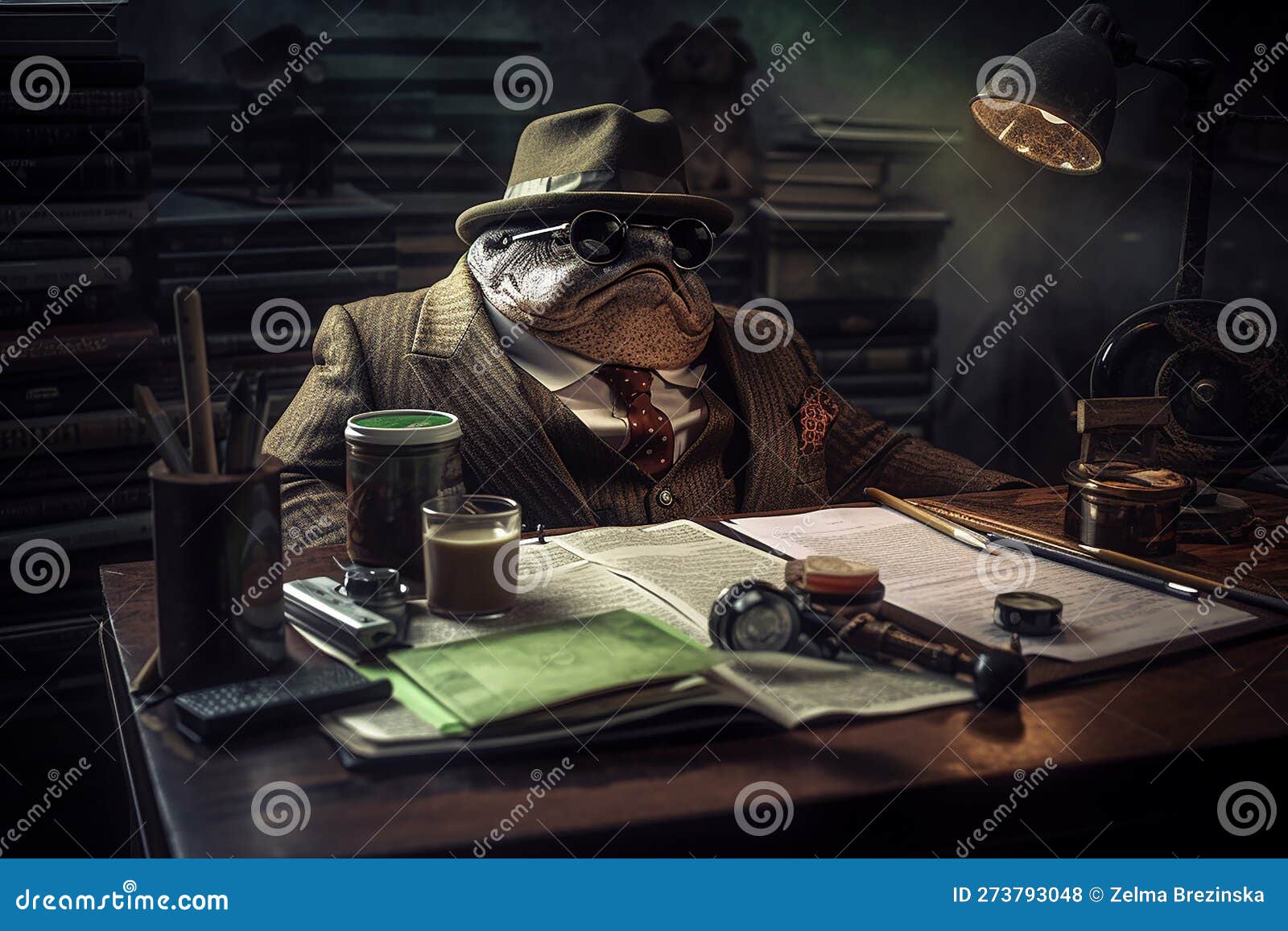 Angry Fat Boss Working with Documents at Office Desk. Generative AI ...