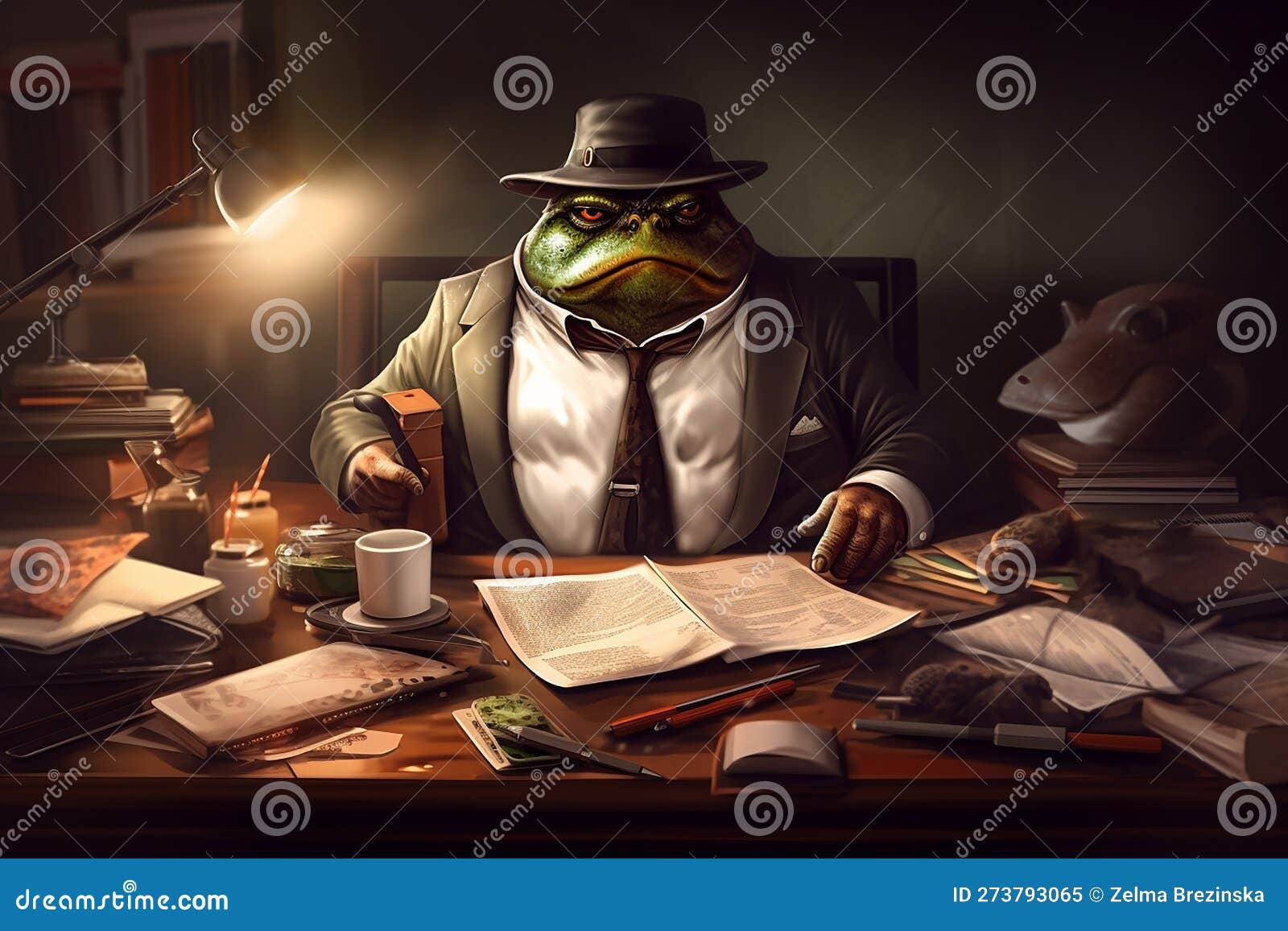 Angry Fat Boss Working with Documents at Office Desk. Generative AI ...