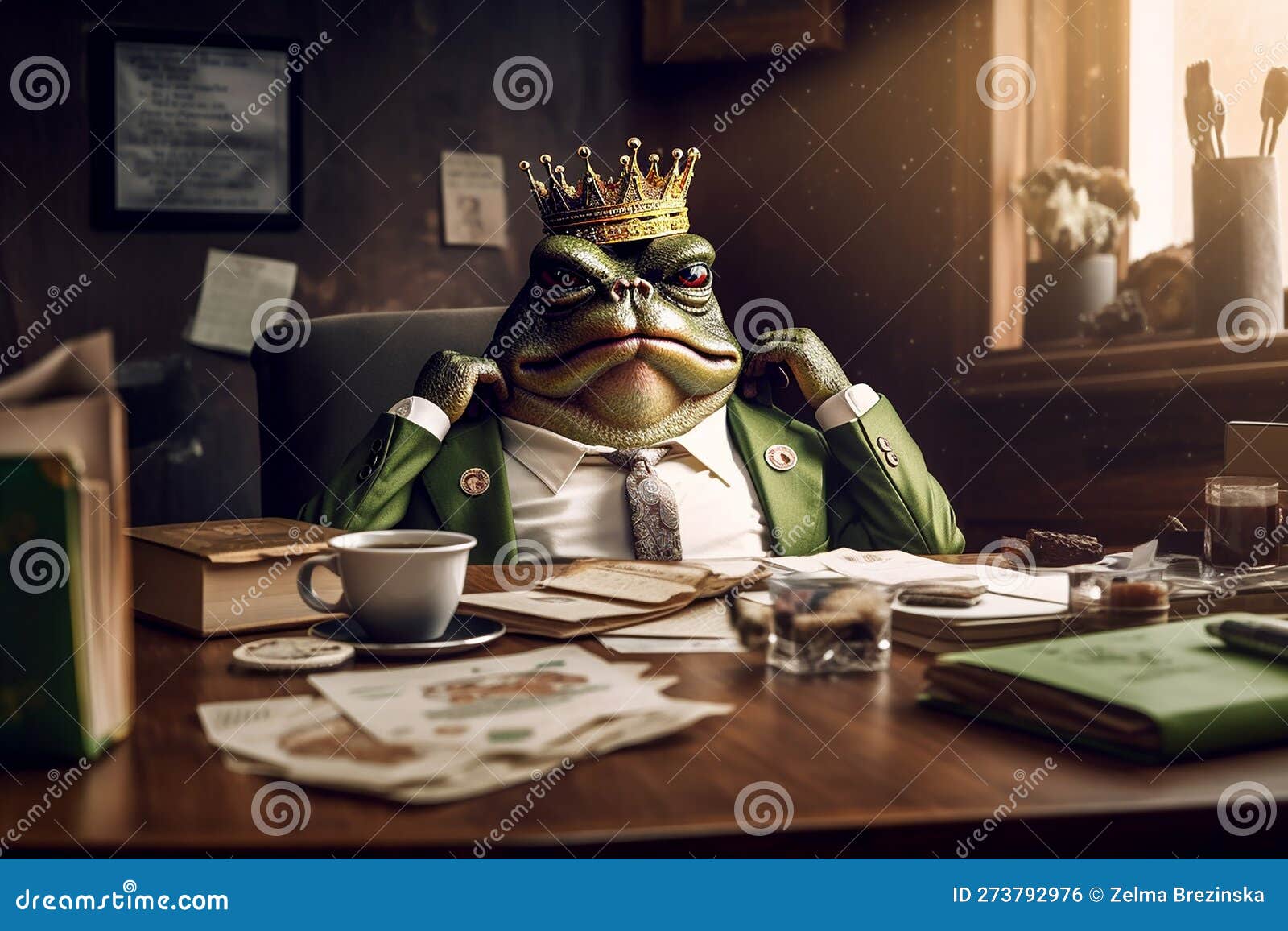 Angry Fat Boss Working with Documents at Office Desk. Generative AI ...