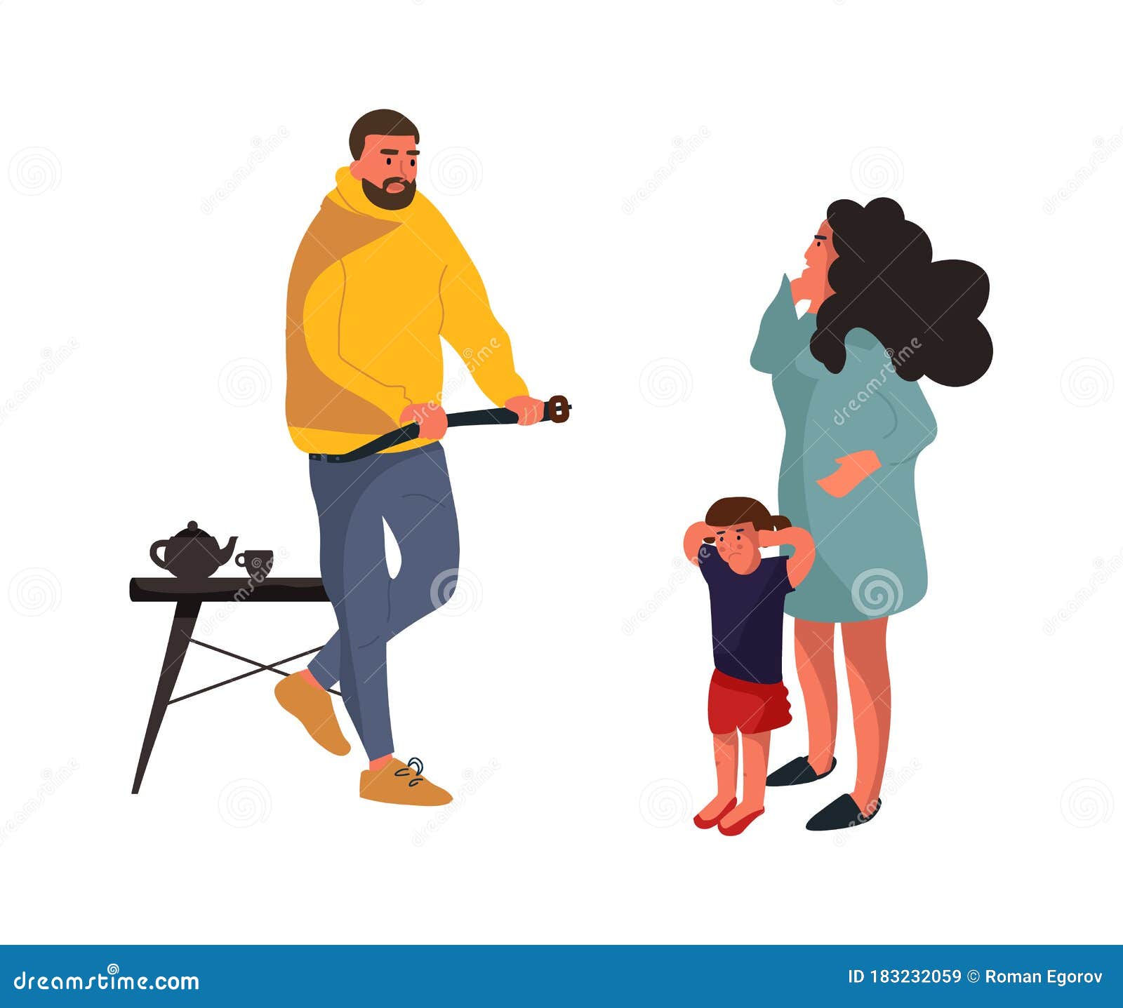 Angry Father. Frightened Mother and Baby. Family Conflict Vector ... Angry Father. Frightened Mother and Baby. Family Conflict Vector ...