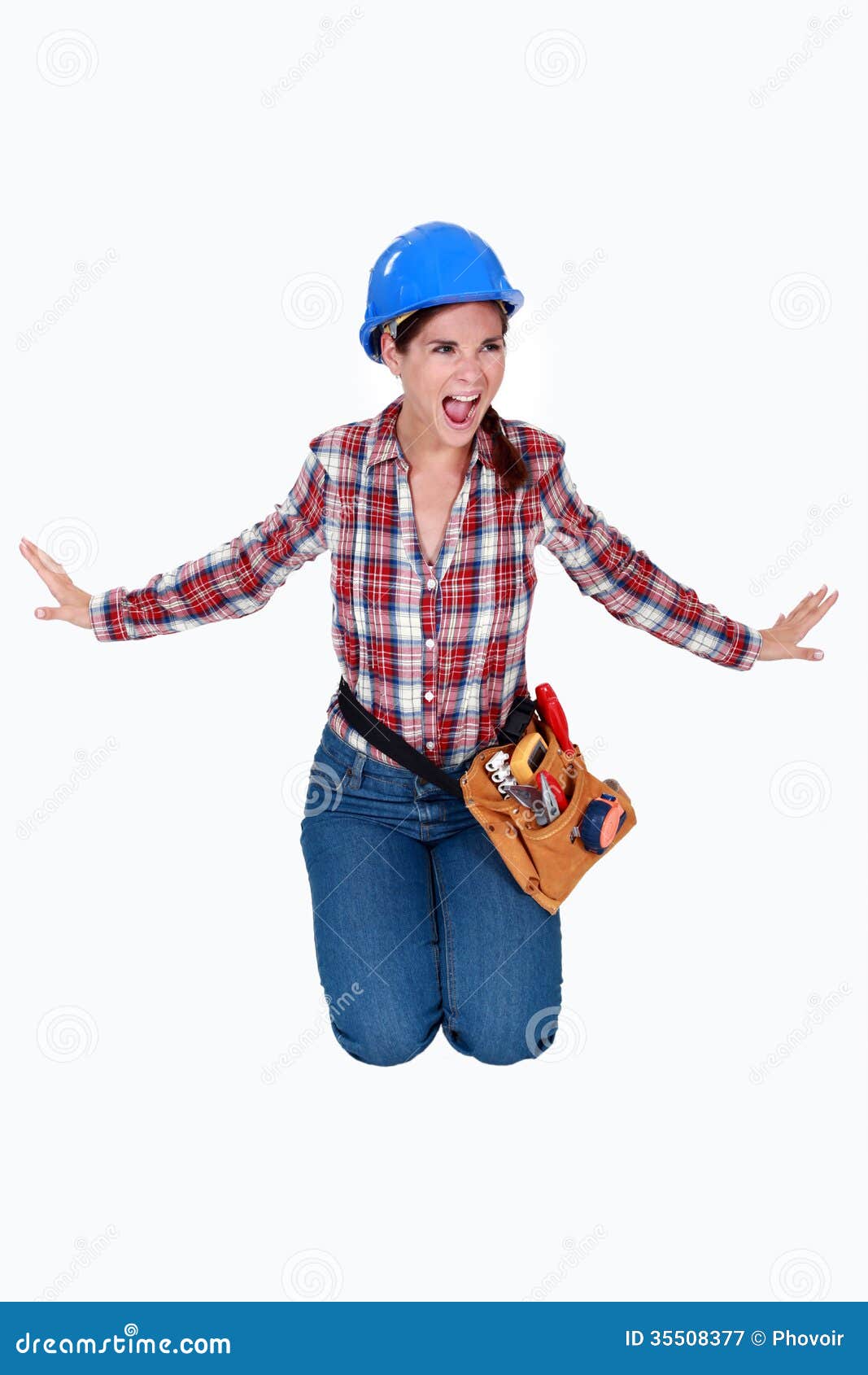 Angry Female Construction Worker. Stock Image - Image of contractor ...