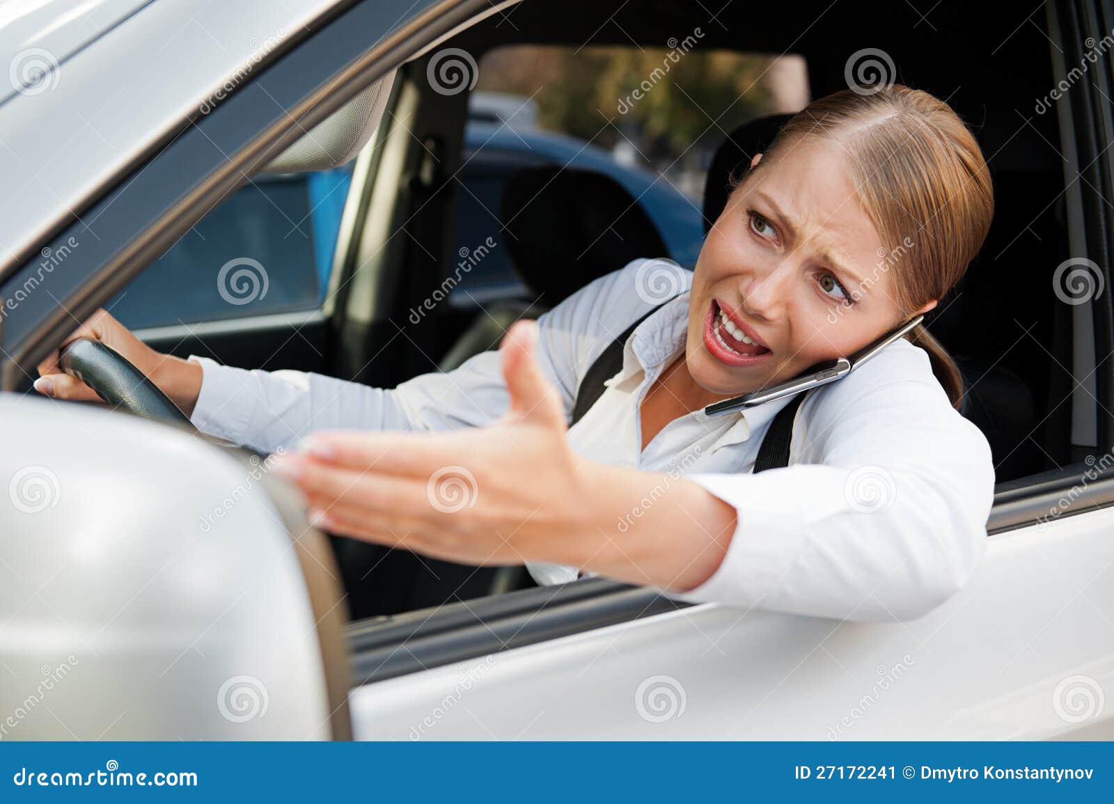 Angry Female Driving the Car Stock Image - Image of mobile, trip: 27172241