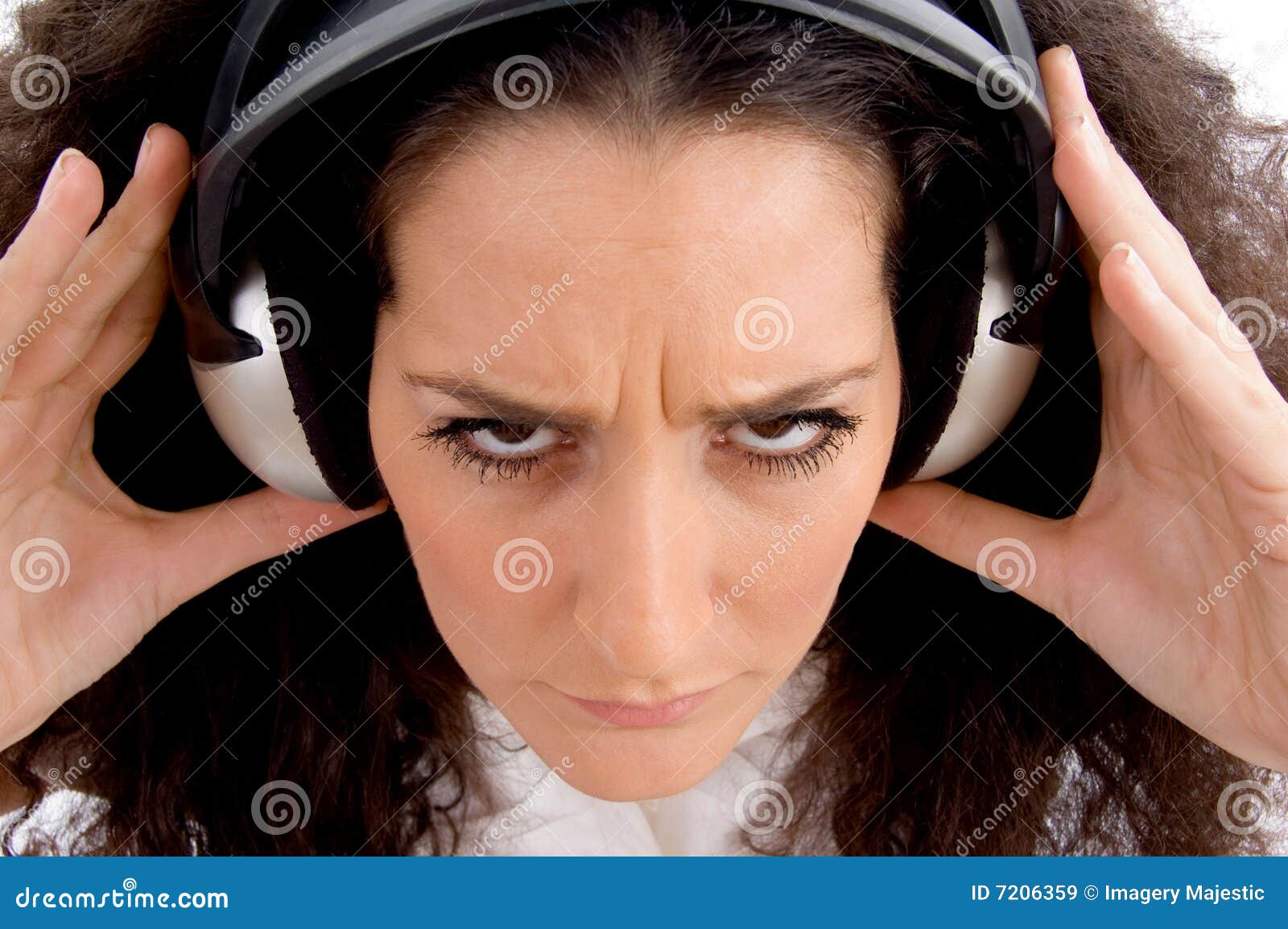 Angry Female Listening Music Stock Image - Image of latin, beautiful ...