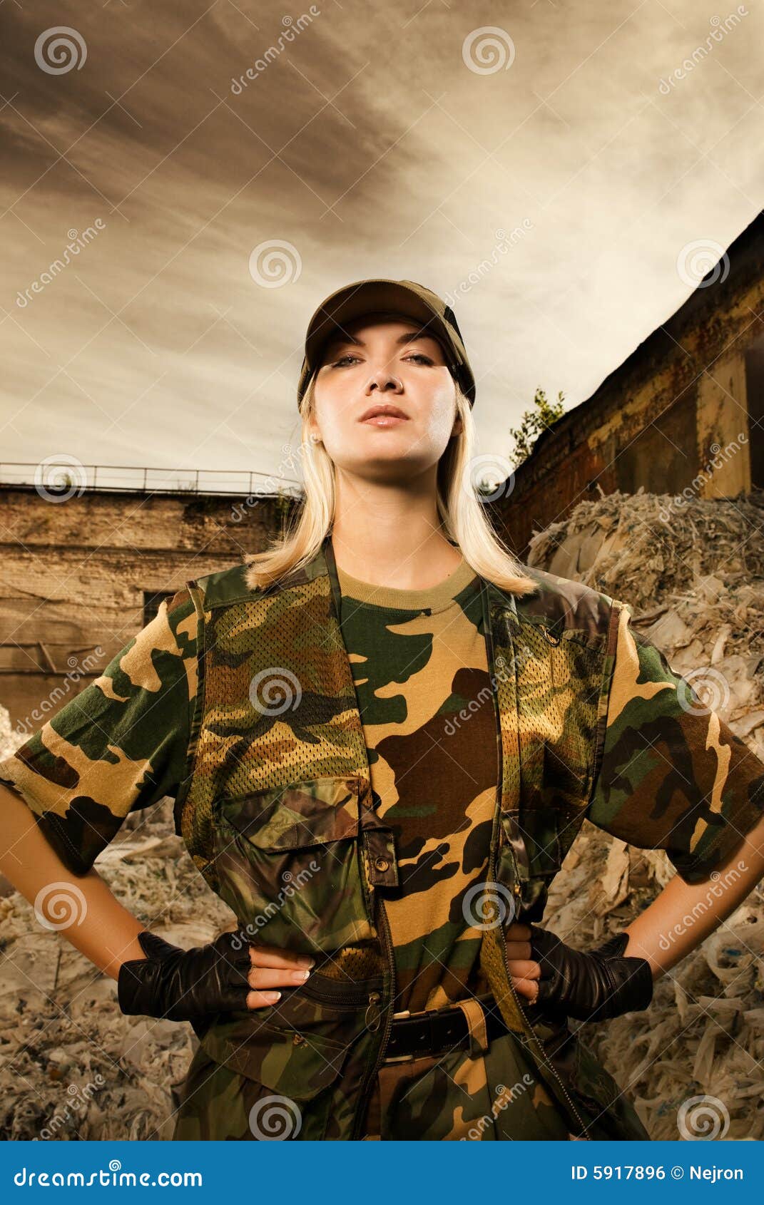 Angry female soldier stock photo. Image of camouflage - 5917896
