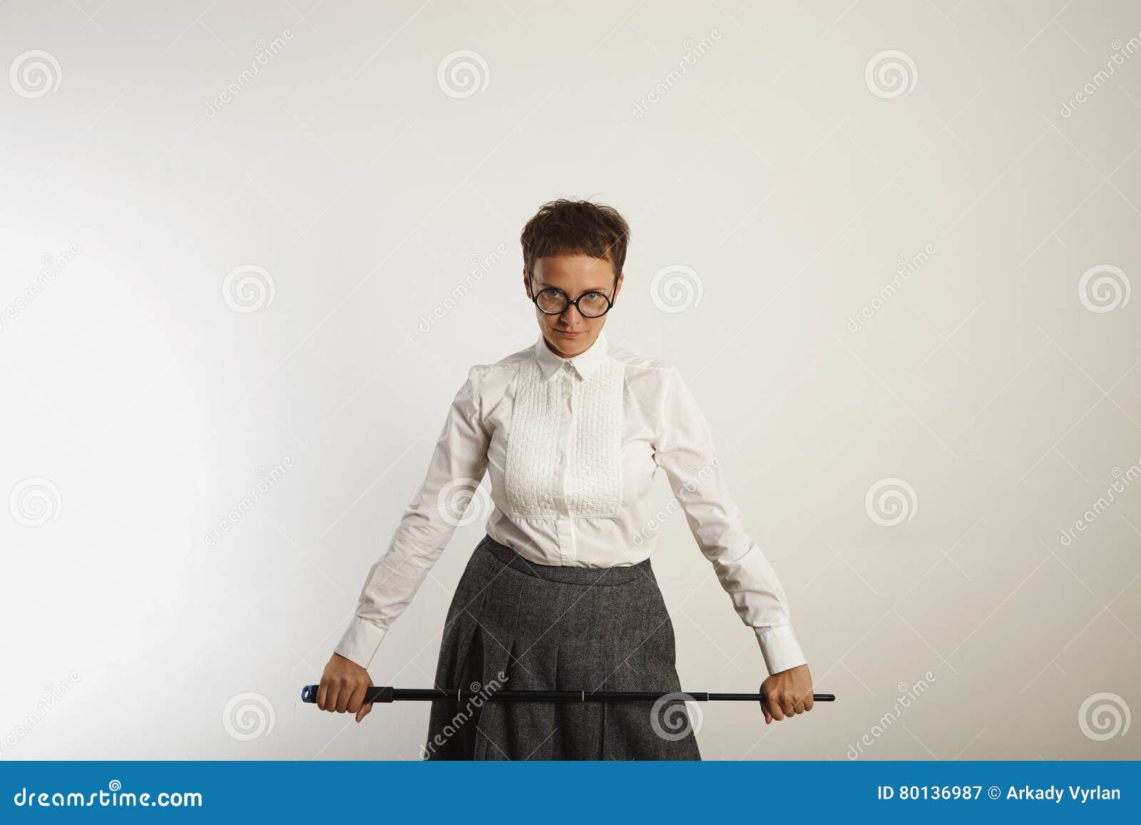 Angry Female Teacher with a Pointer Stock Image - Image of female ...