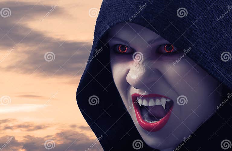 Angry Female Vampire at Sunset Stock Photo - Image of black, dark: 26740606