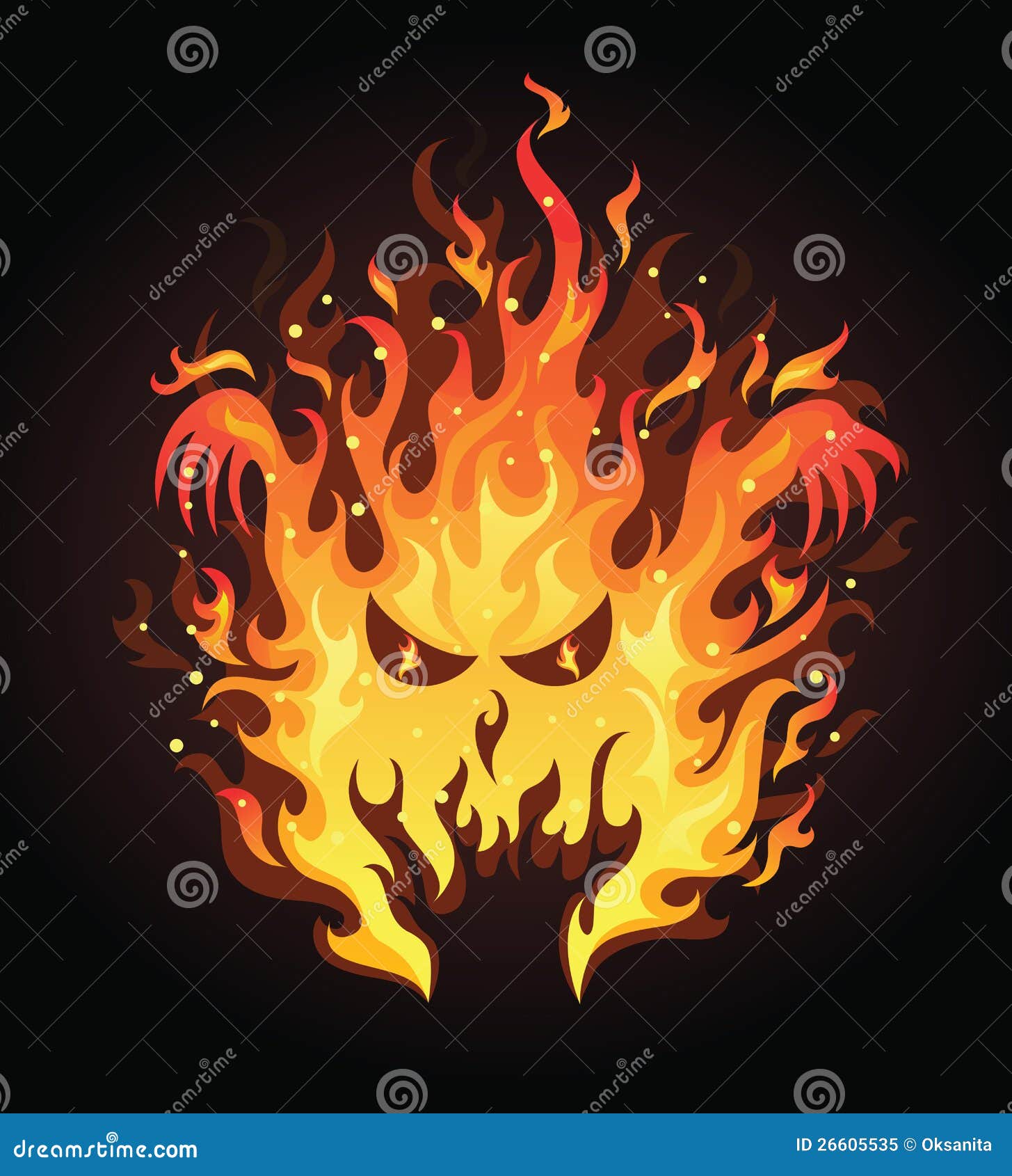 Angry fire. stock vector. Illustration of eyes, face - 26605535