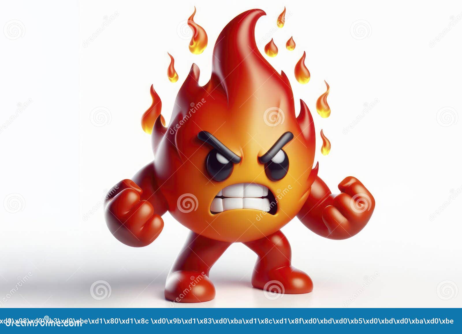 Angry Fire 3d Character Isolated on Solid White Background. Ai ...