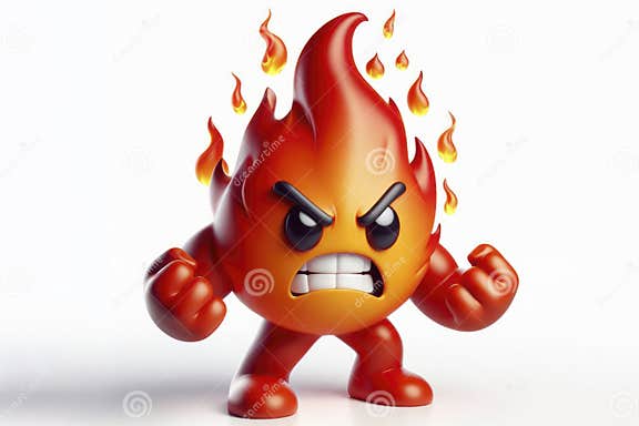 Angry Fire 3d Character Isolated on Solid White Background. Ai ...