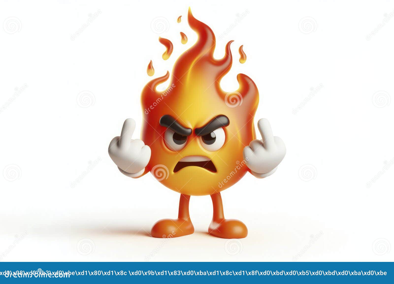 Angry Fire 3d Character Isolated on Solid White Background. Ai ...