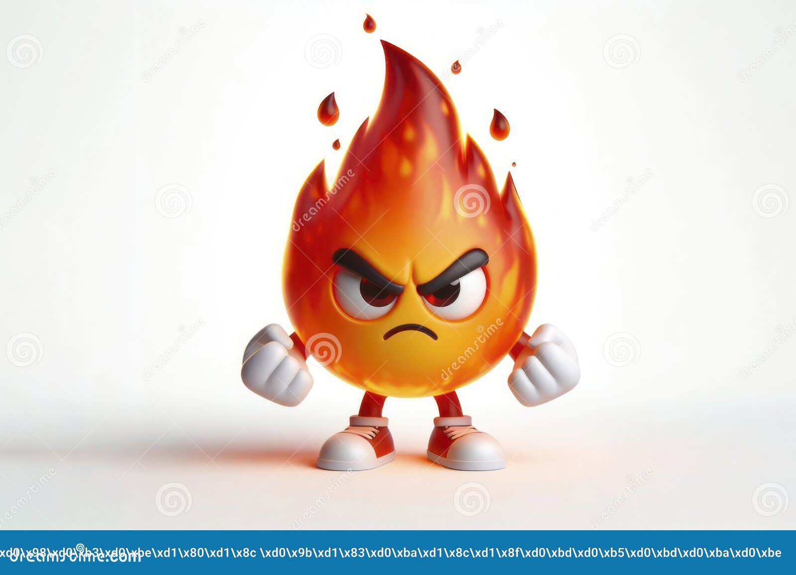 Angry Fire 3d Character Isolated on Solid White Background. Ai ...