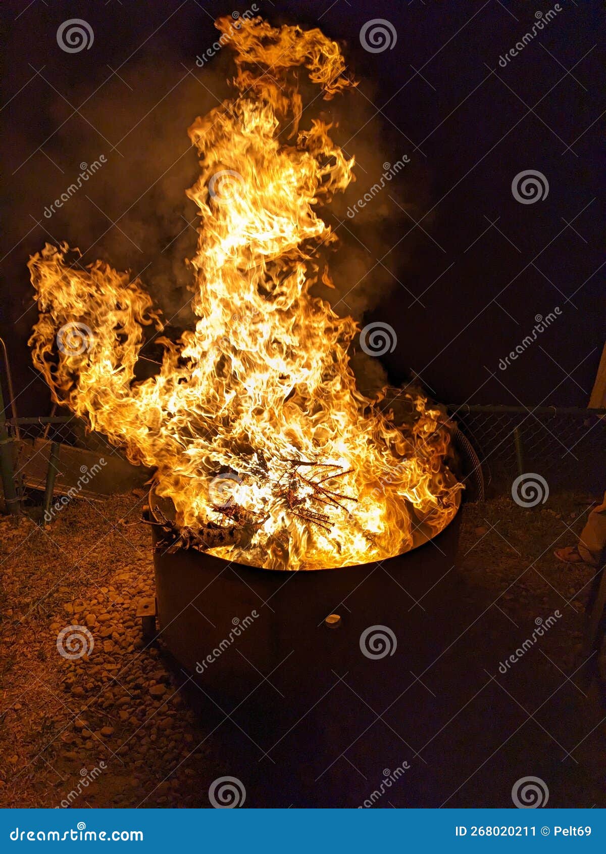 Roaring fire stock image. Image of rusted, night, fire - 268020211