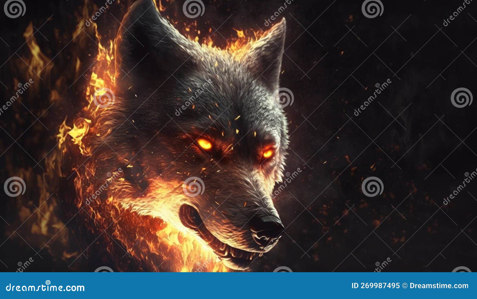 Angry fire wolf 3d art stock illustration. Illustration of color ...