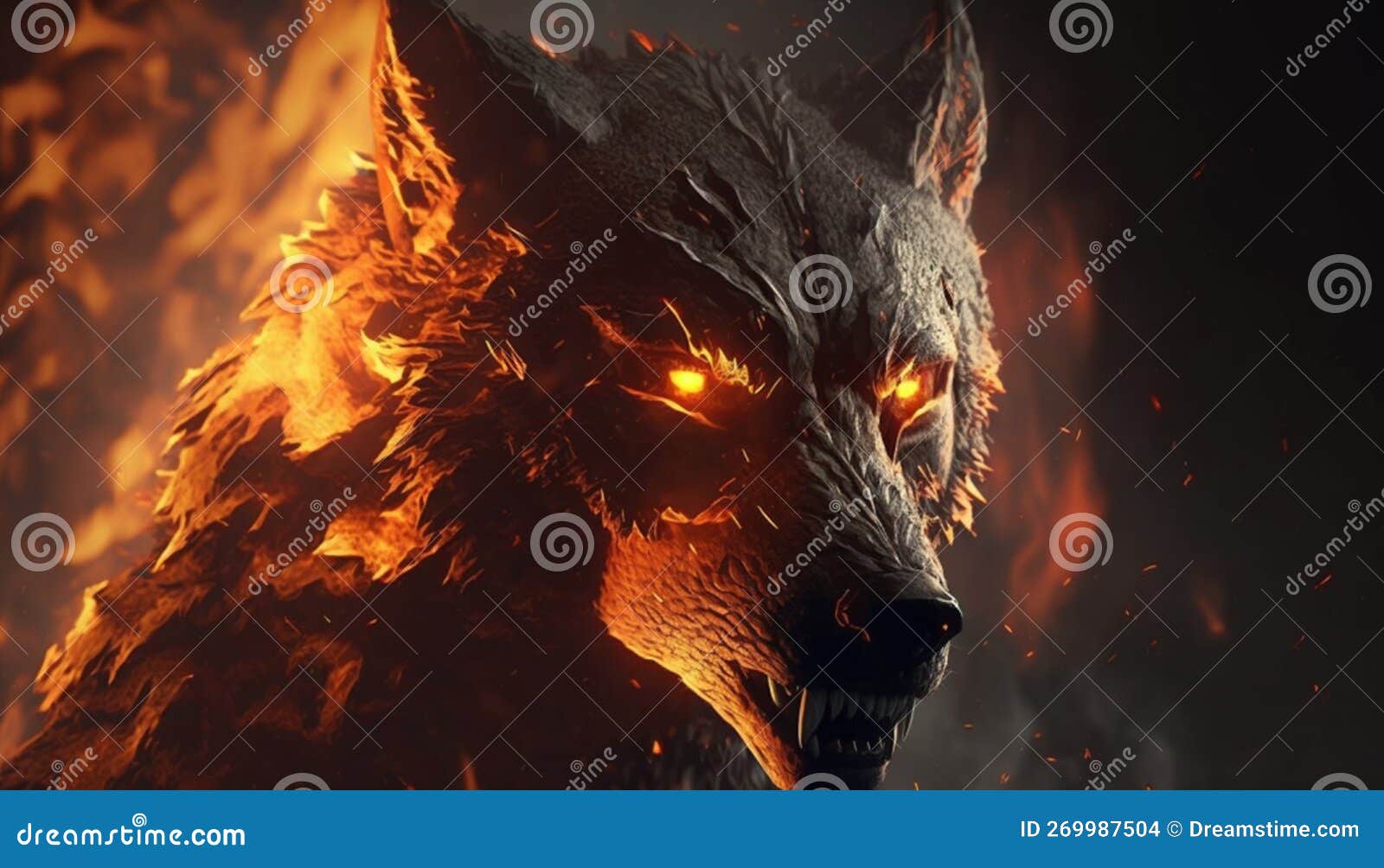 Angry fire wolf 3d art stock illustration. Illustration of composition ...