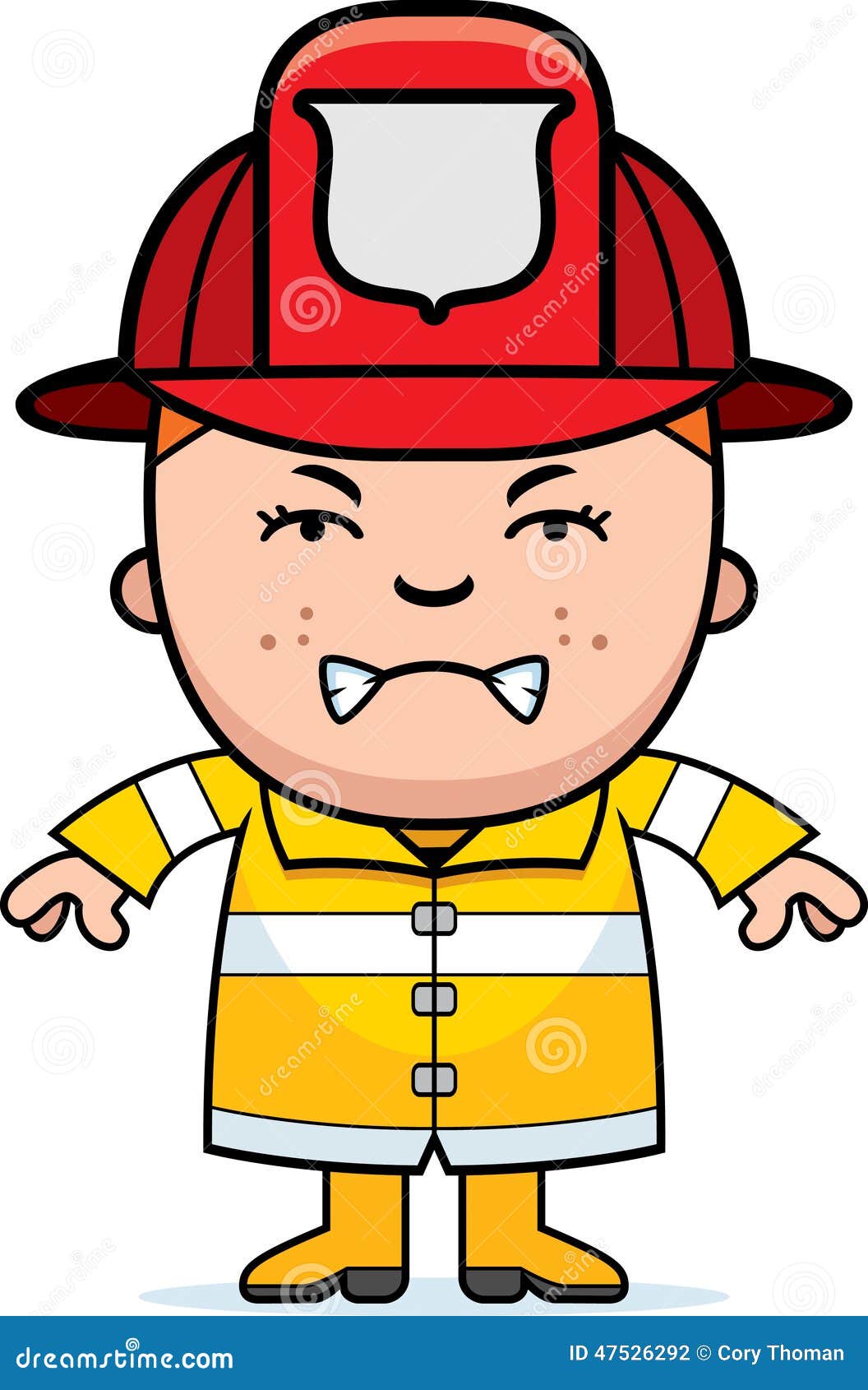Angry Firefighter Boy stock vector. Illustration of furious - 47526292