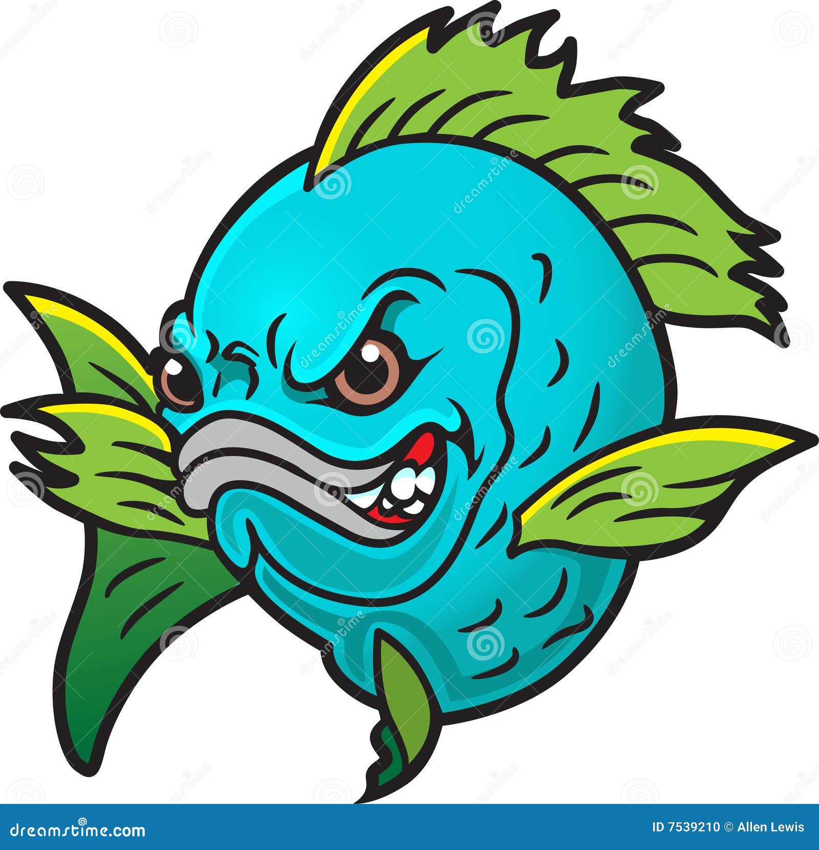 Angry Fish Cartoon Vector Illustration | CartoonDealer.com #35986172