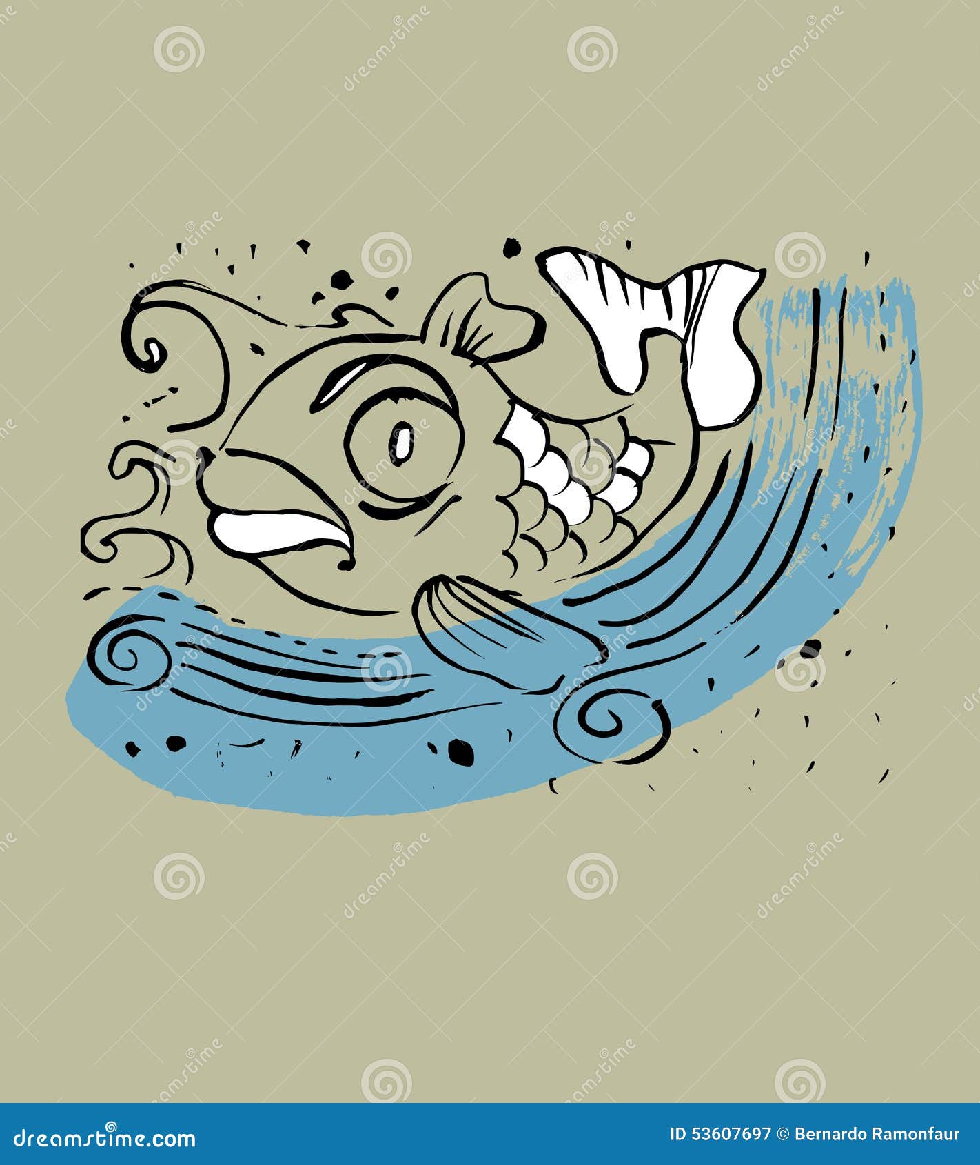 Angry fish stock vector. Illustration of wave, scales - 53607697