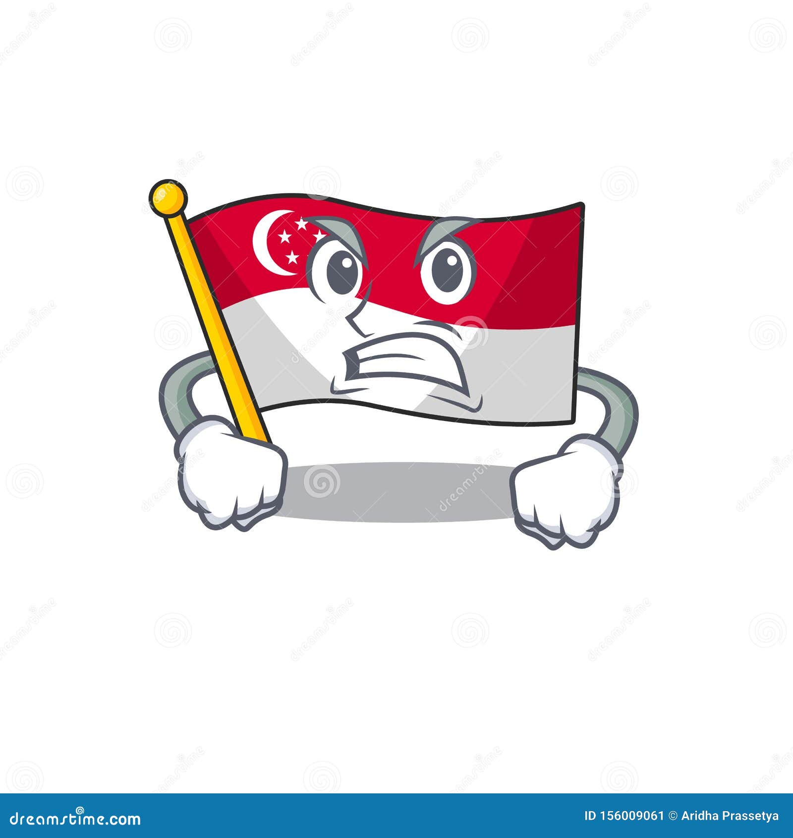 Angry Flag Singapore Isolated with the Character Stock Vector ...