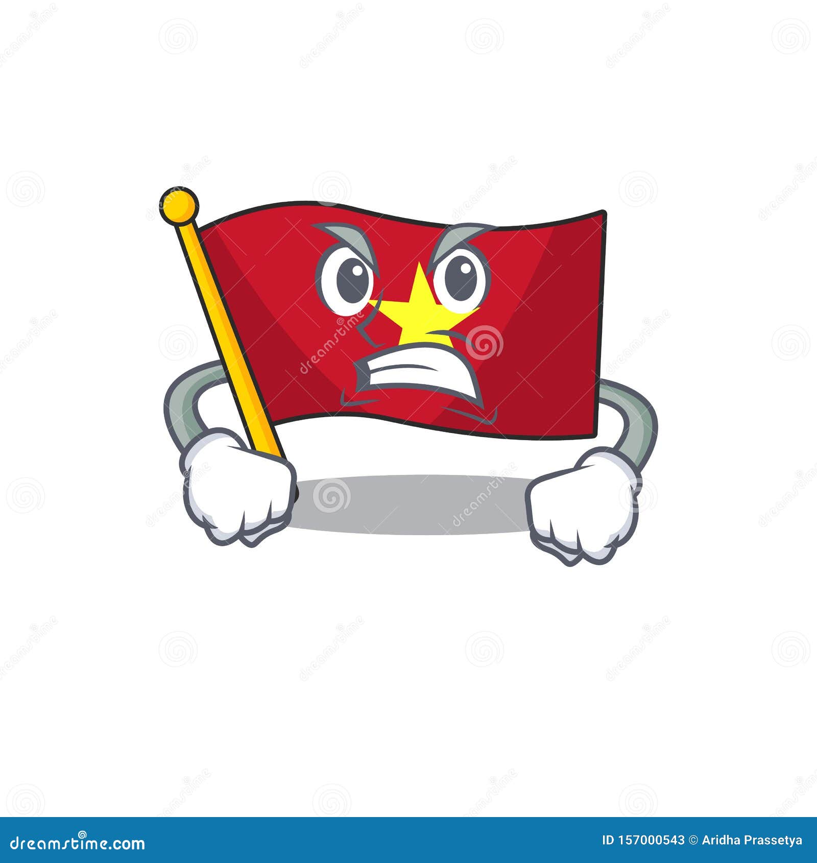 Angry Flag Vietnam Fluttered On Mascot Pole Cartoon Vector ...