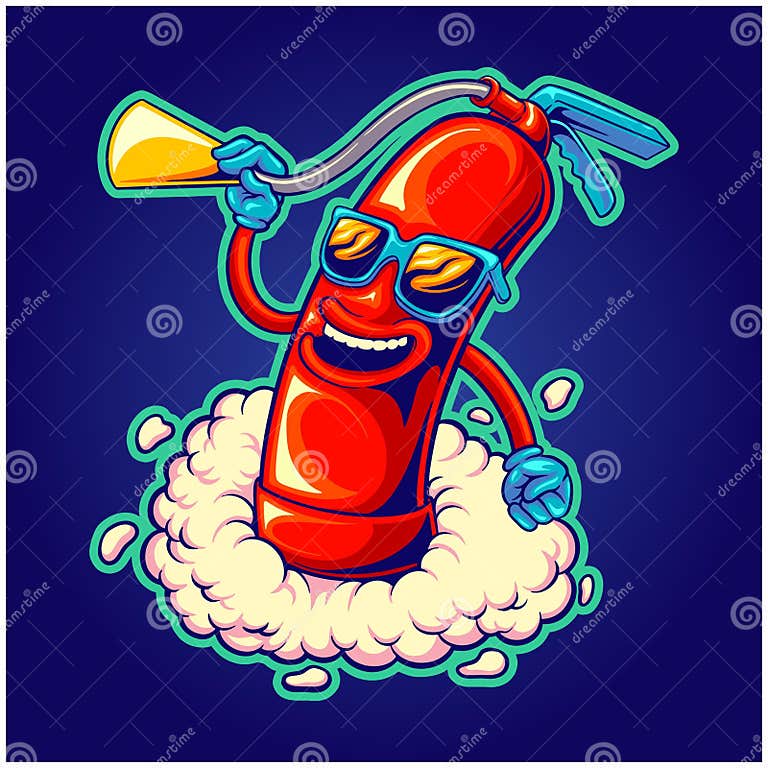 Angry Flaming Fire Extinguisher Smoke Effect Illustrations Stock Vector