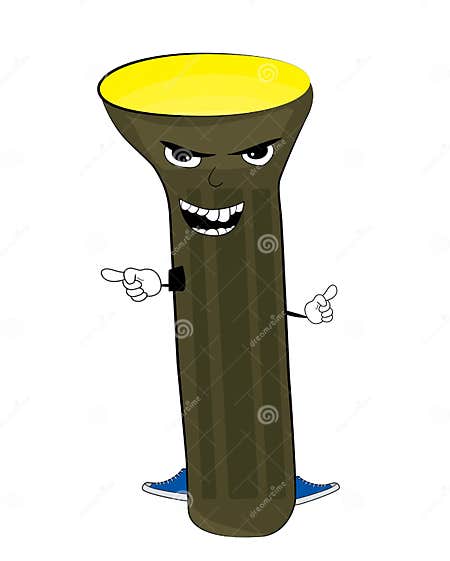 Angry flashlight cartoon stock illustration. Illustration of light ...