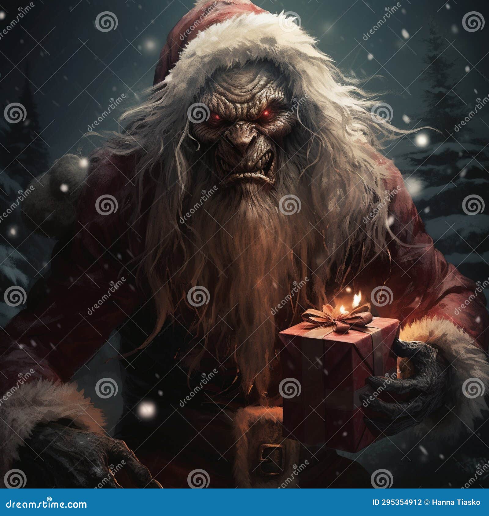 Angry Forest Monster Santa stock illustration. Illustration of jungle ...