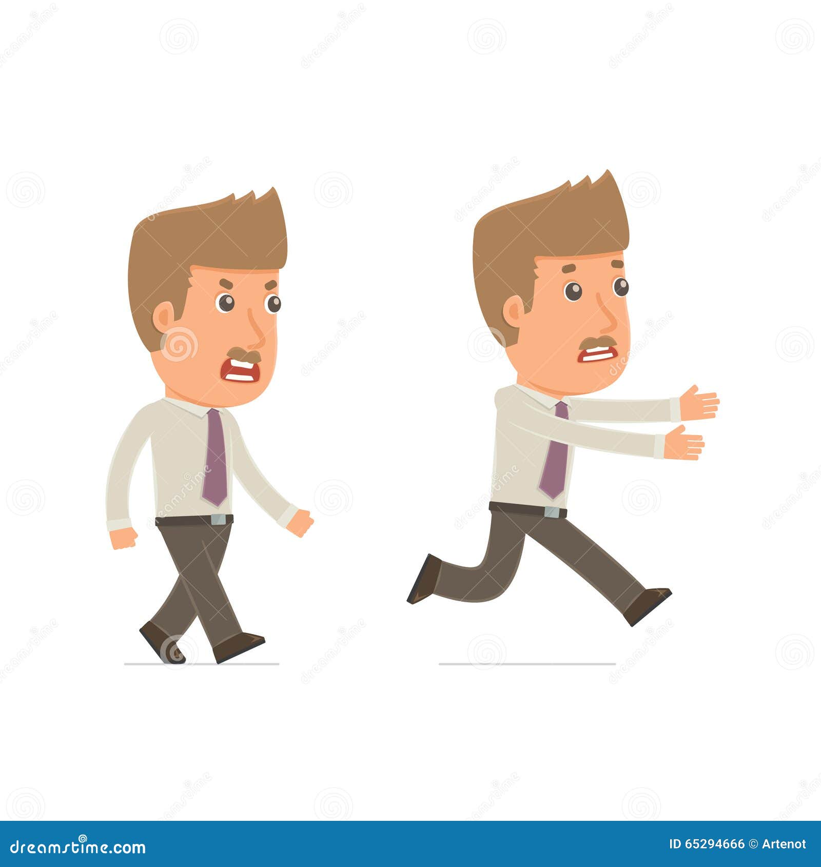 Angry and Frightened Character Broker Goes and Runs Stock Illustration ...