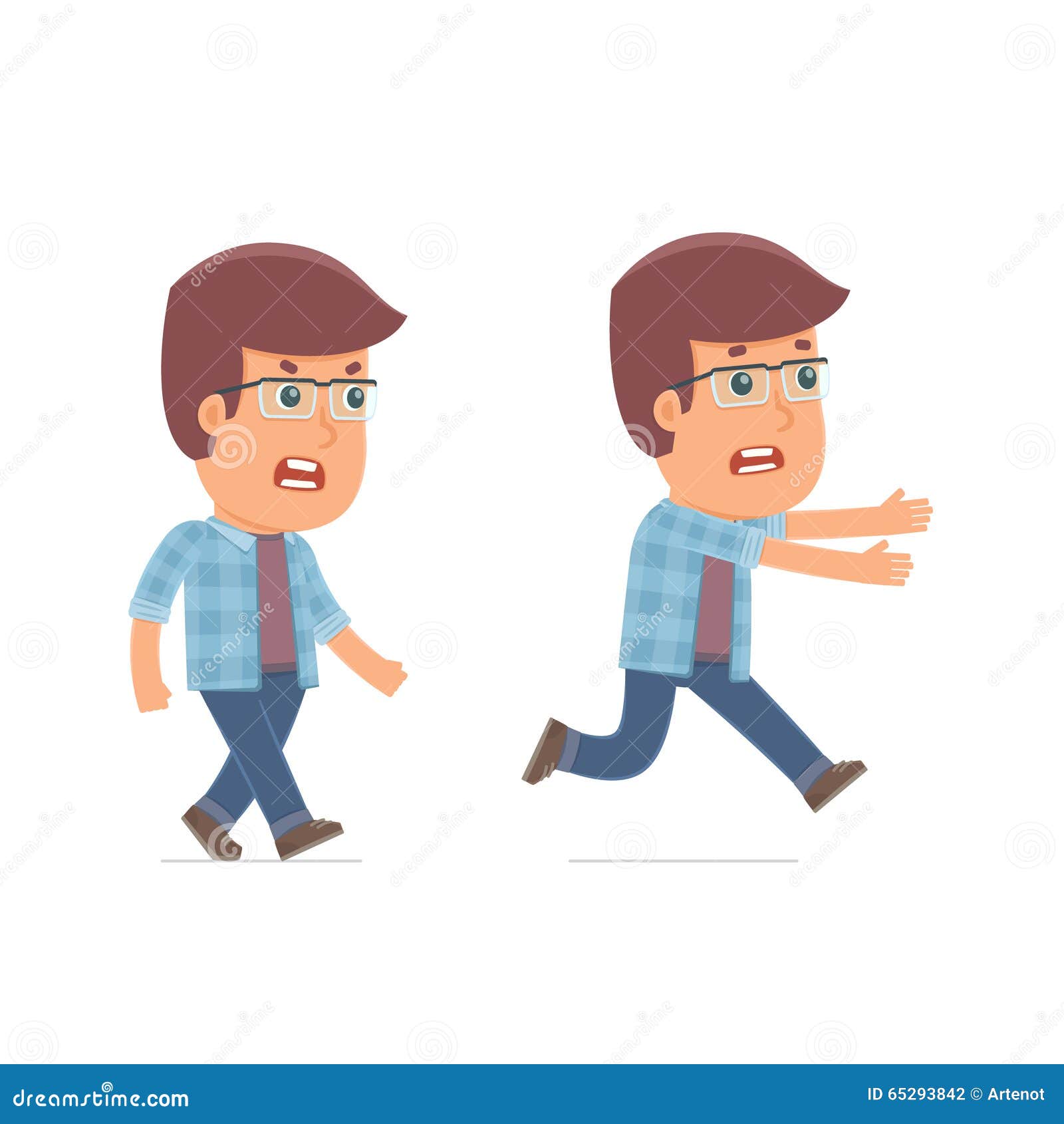 Angry and Frightened Character Freelancer Goes and Runs Stock ...