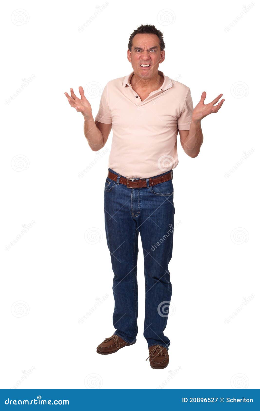 Angry Frowning Man Holding Up Hands in Horror Stock Image - Image of ...