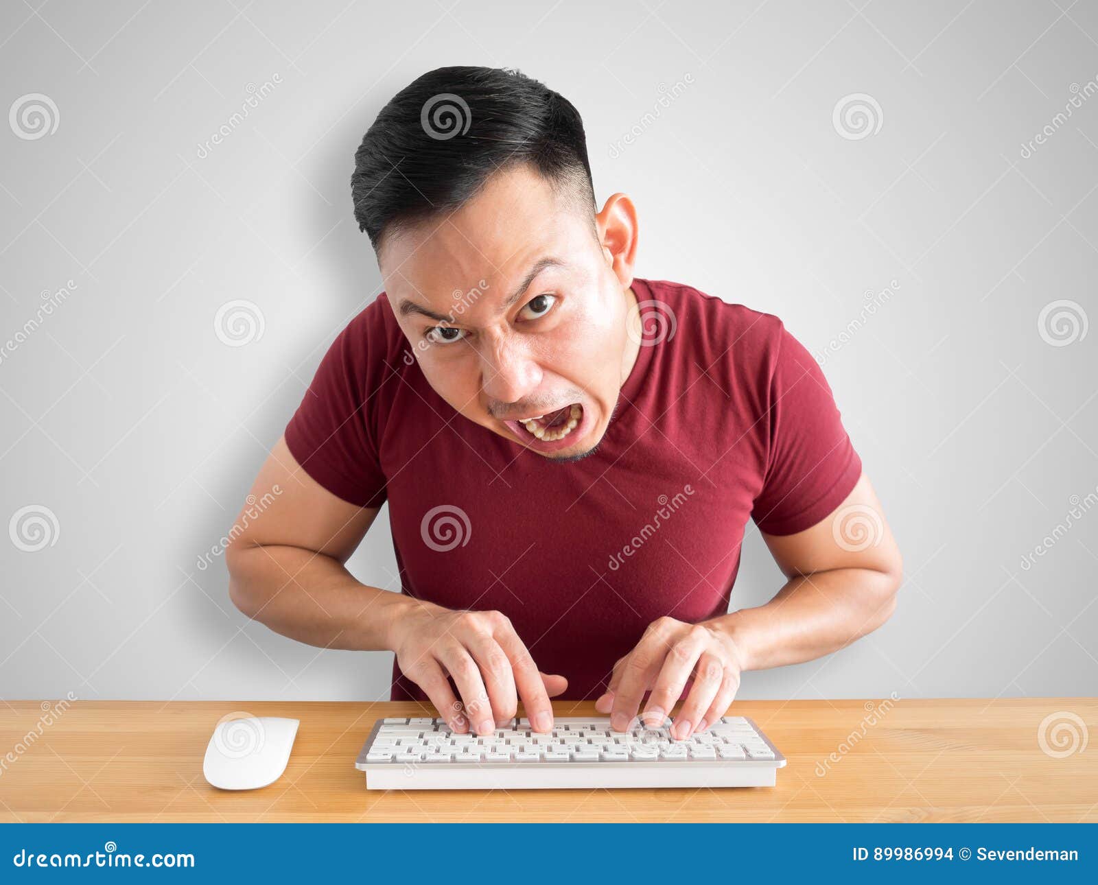 Angry and Furious Man Works with Computer. Stock Photo - Image of ...