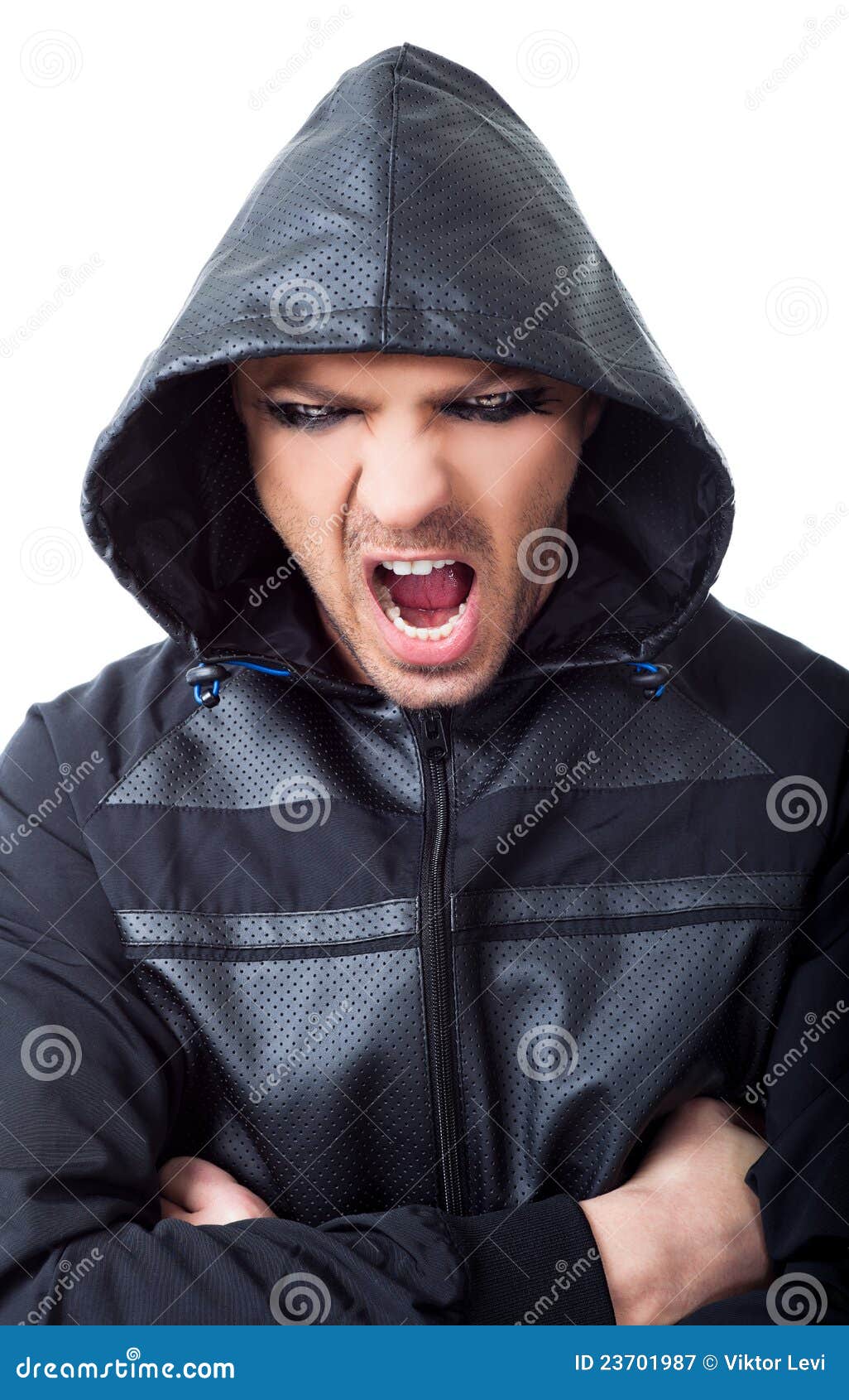 Angry Gangster Hood Screaming Stock Image - Image of furious, shadow ...