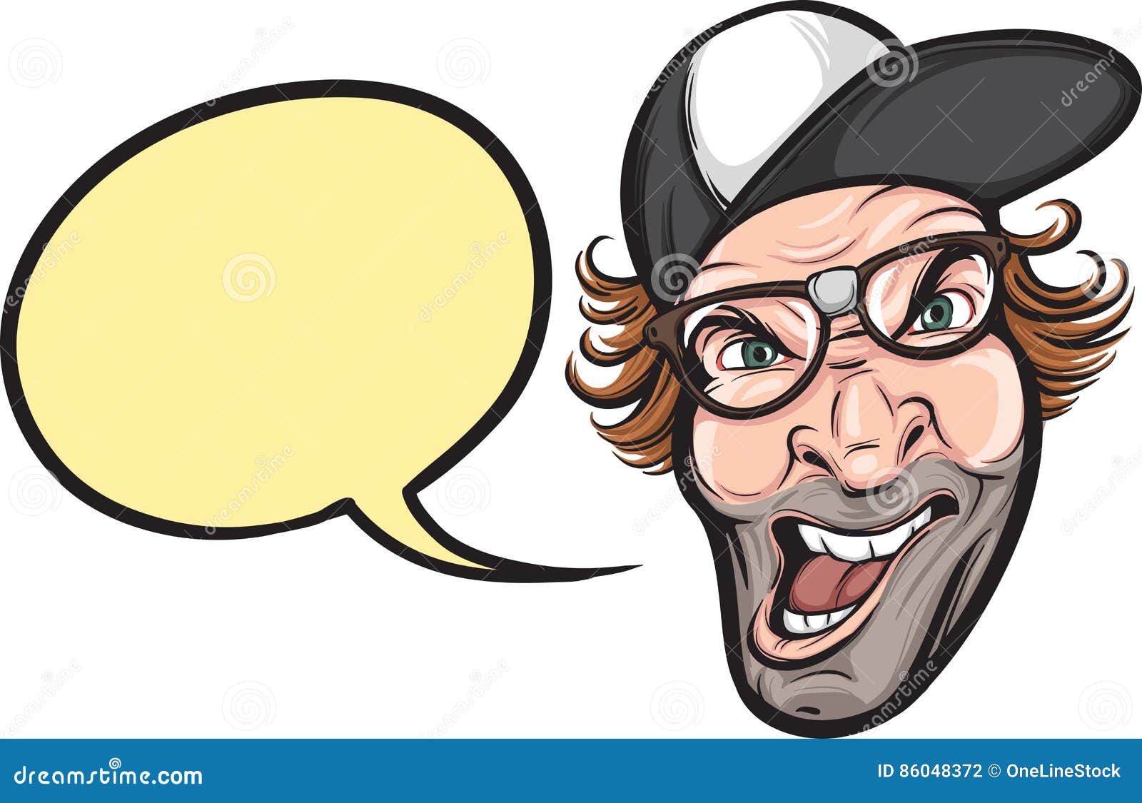 Angry geek face stock vector. Illustration of crazy, comic - 86048372