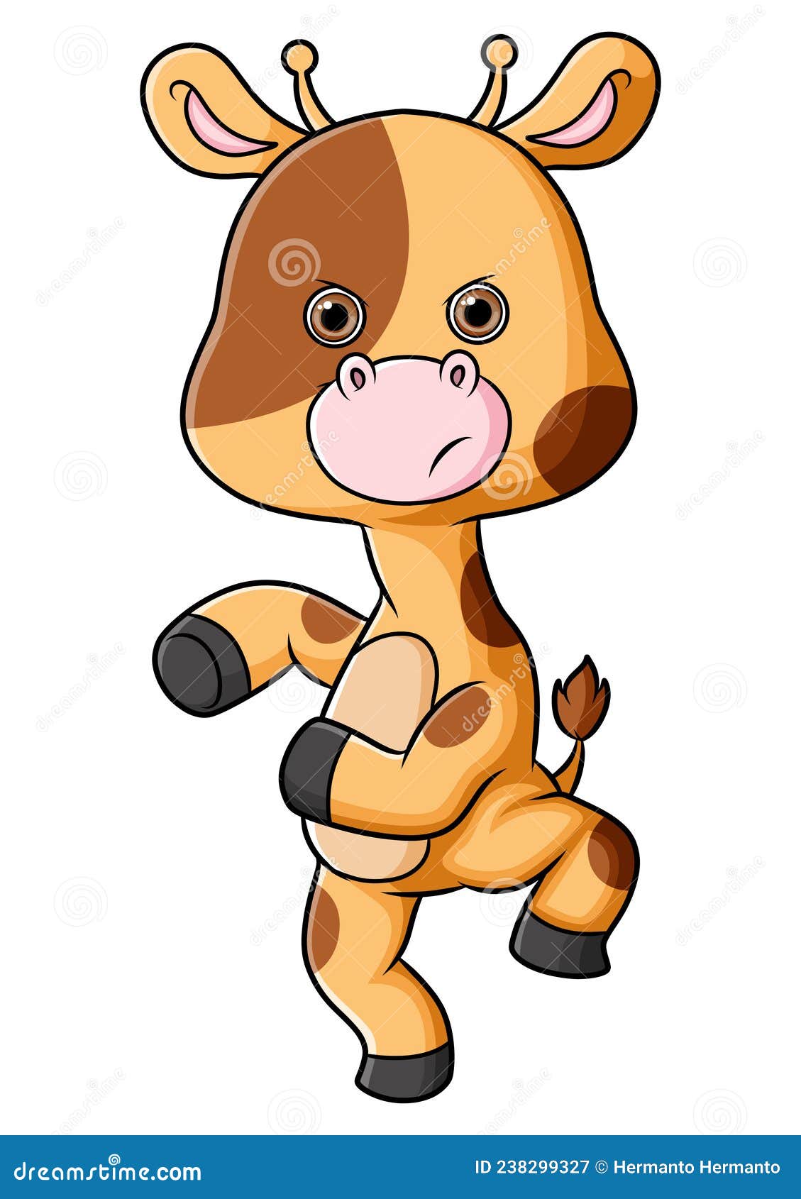 The Angry Giraffe is Walking with the Serious Expression Stock Vector ...