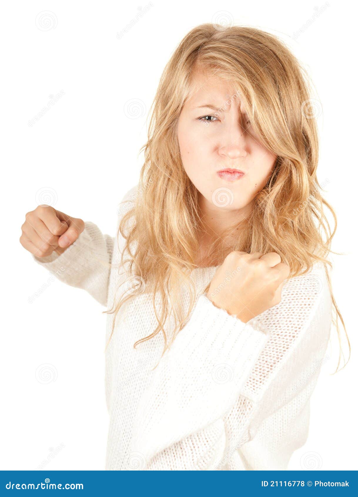 Angry girl stock photo. Image of blond, girl, gesturing - 21116778