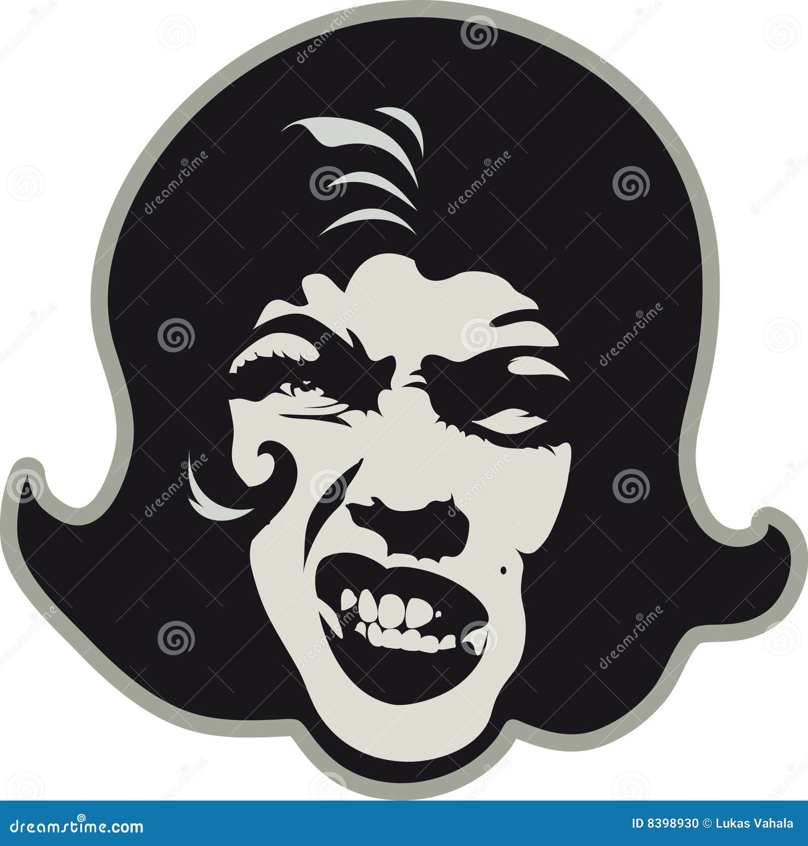 Angry Girl Face Emoji Sticker Label Vector Illustration | CartoonDealer ...