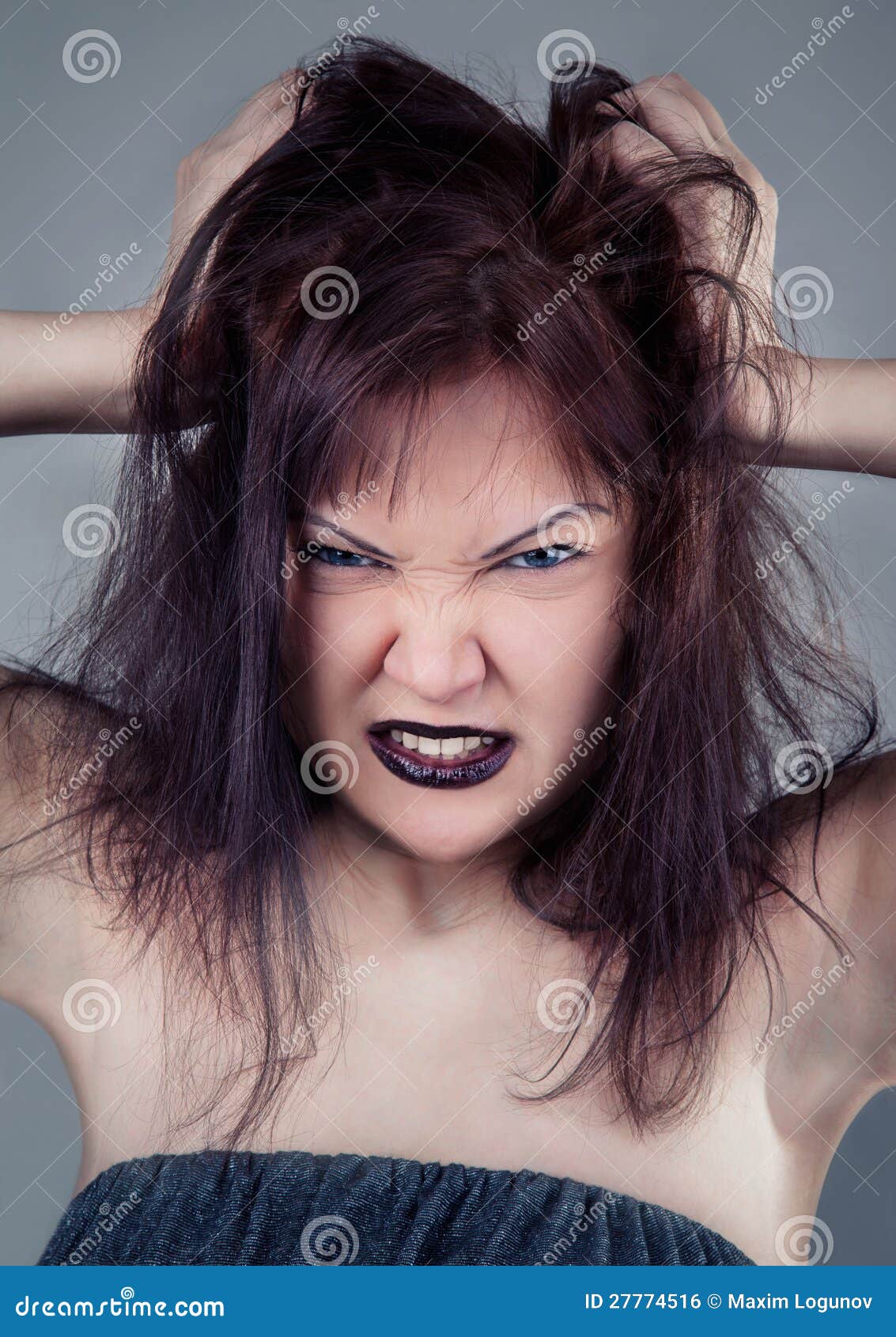 Angry girl with black lips stock photo. Image of illness - 27774516