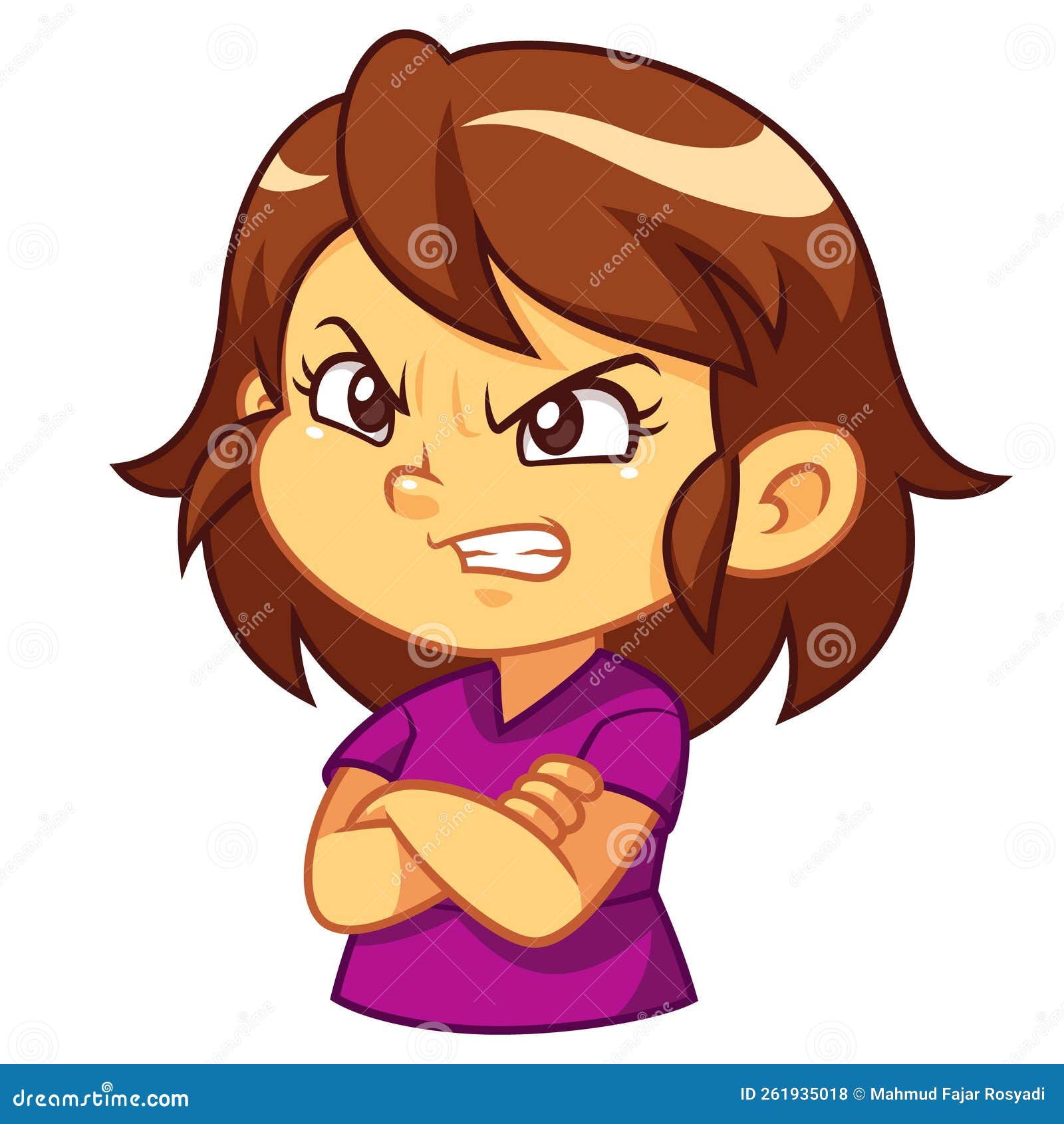 Angry Girl Expression pose stock illustration. Illustration of ...