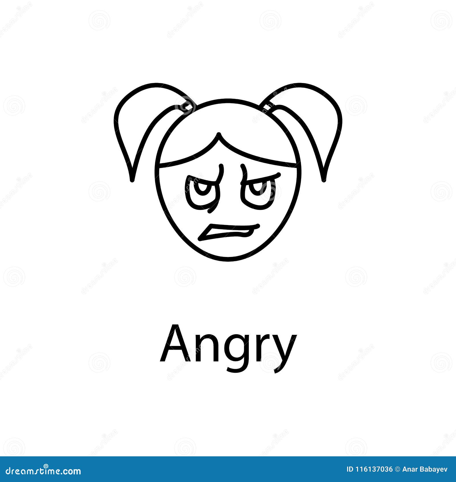 Angry Girl Face Icon. Element of Emotions for Mobile Concept and Web ...