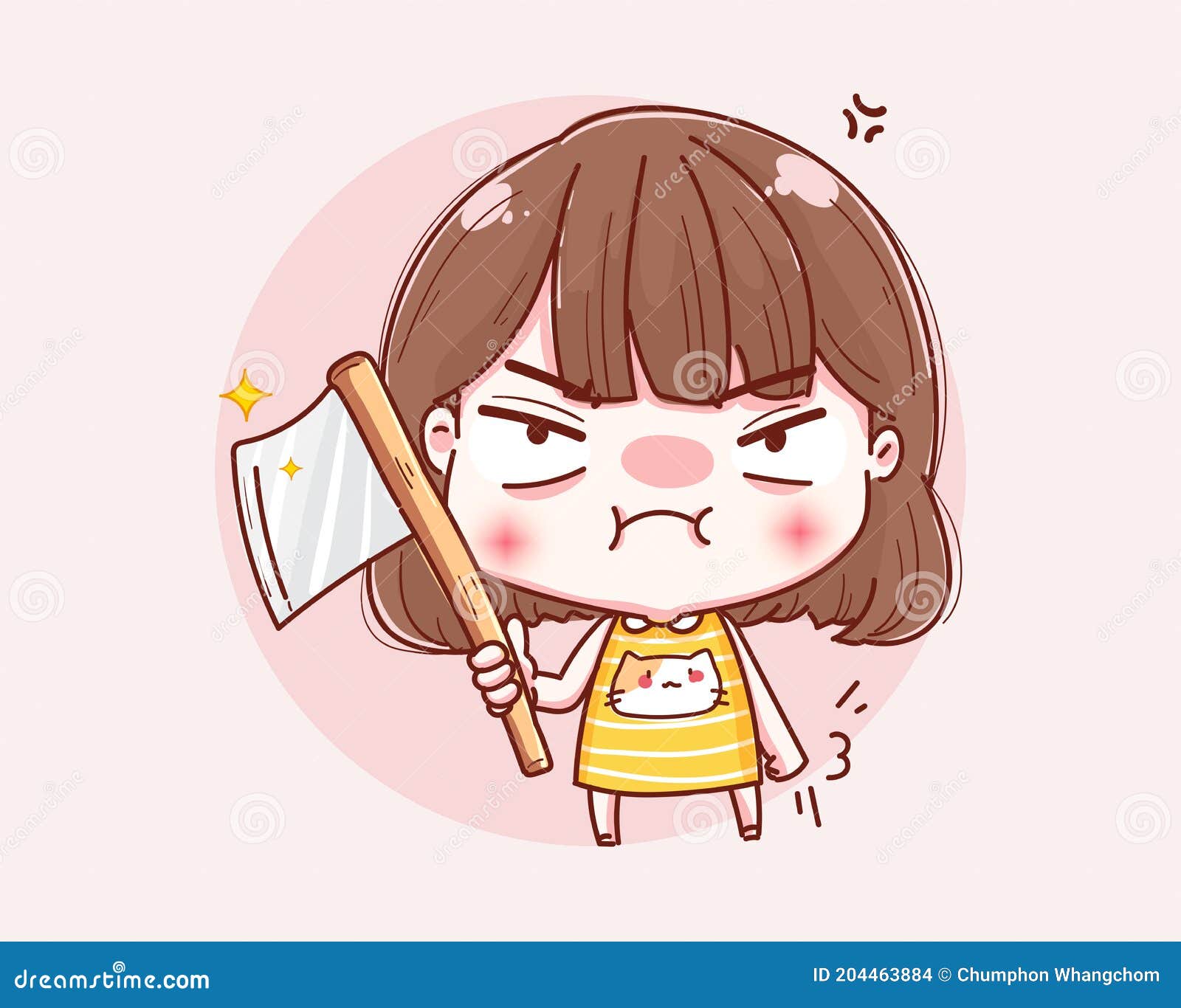 Angry Girl Holding Axe and Vector Character Design Stock Vector ...
