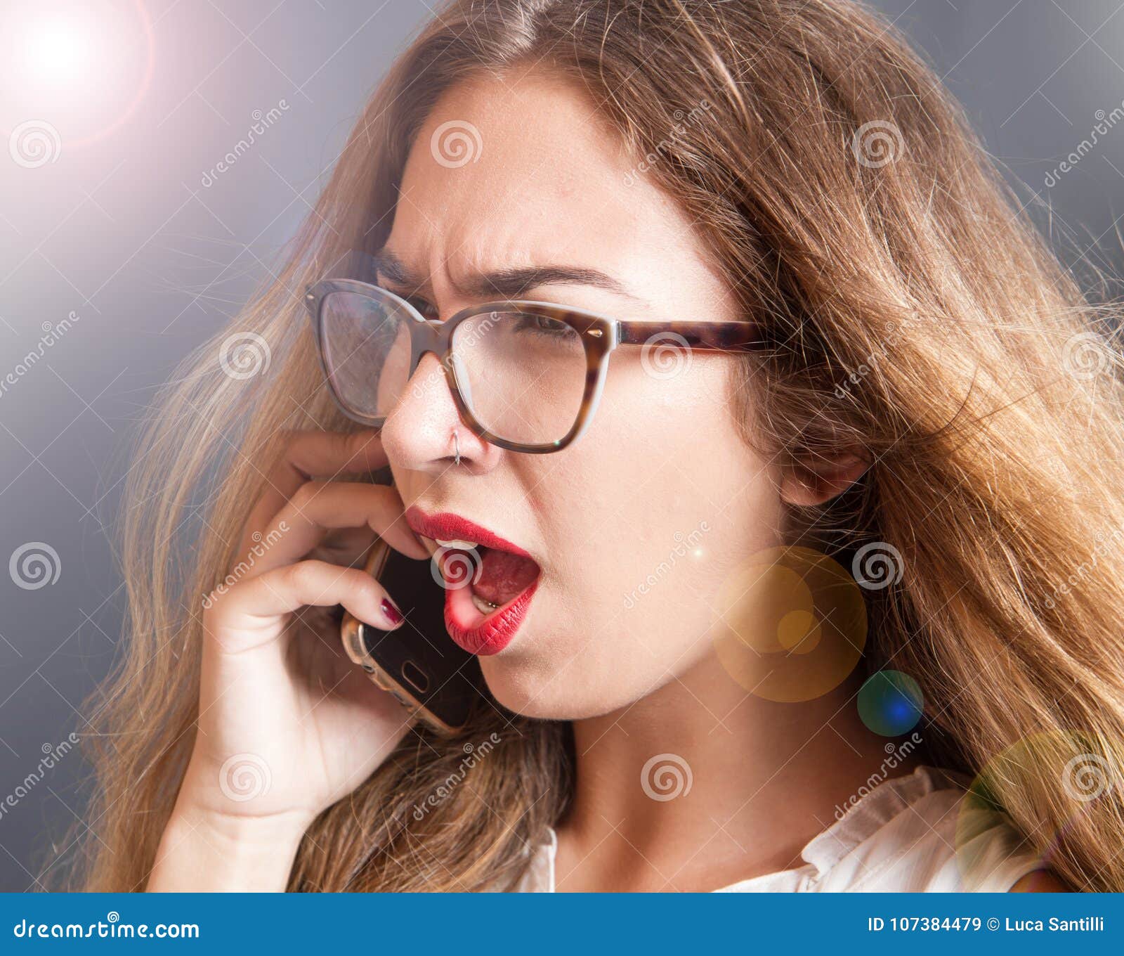 Angry Girl and Howling on the Phone Stock Image - Image of expressive ...
