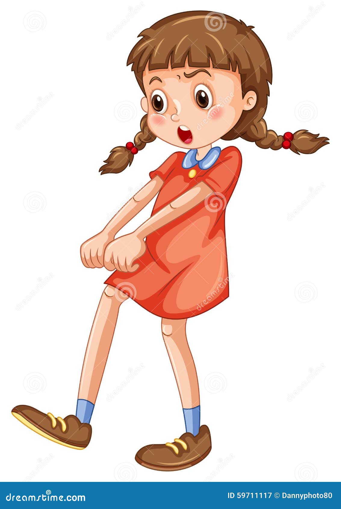 Angry girl in red fighting stock vector. Illustration of clip - 59711117