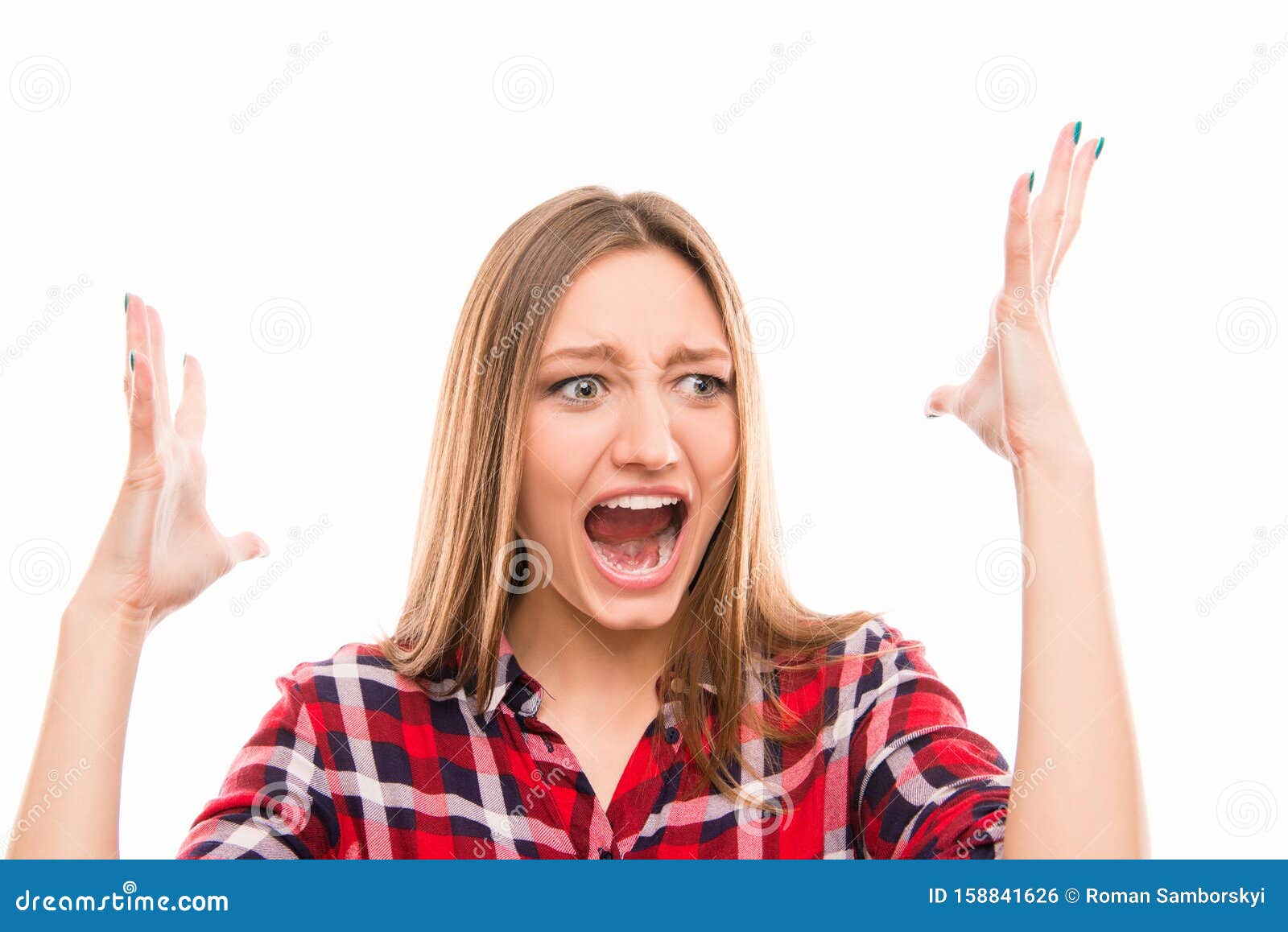 An Angry Girl Shouting in Stressed State Stock Photo - Image of ...