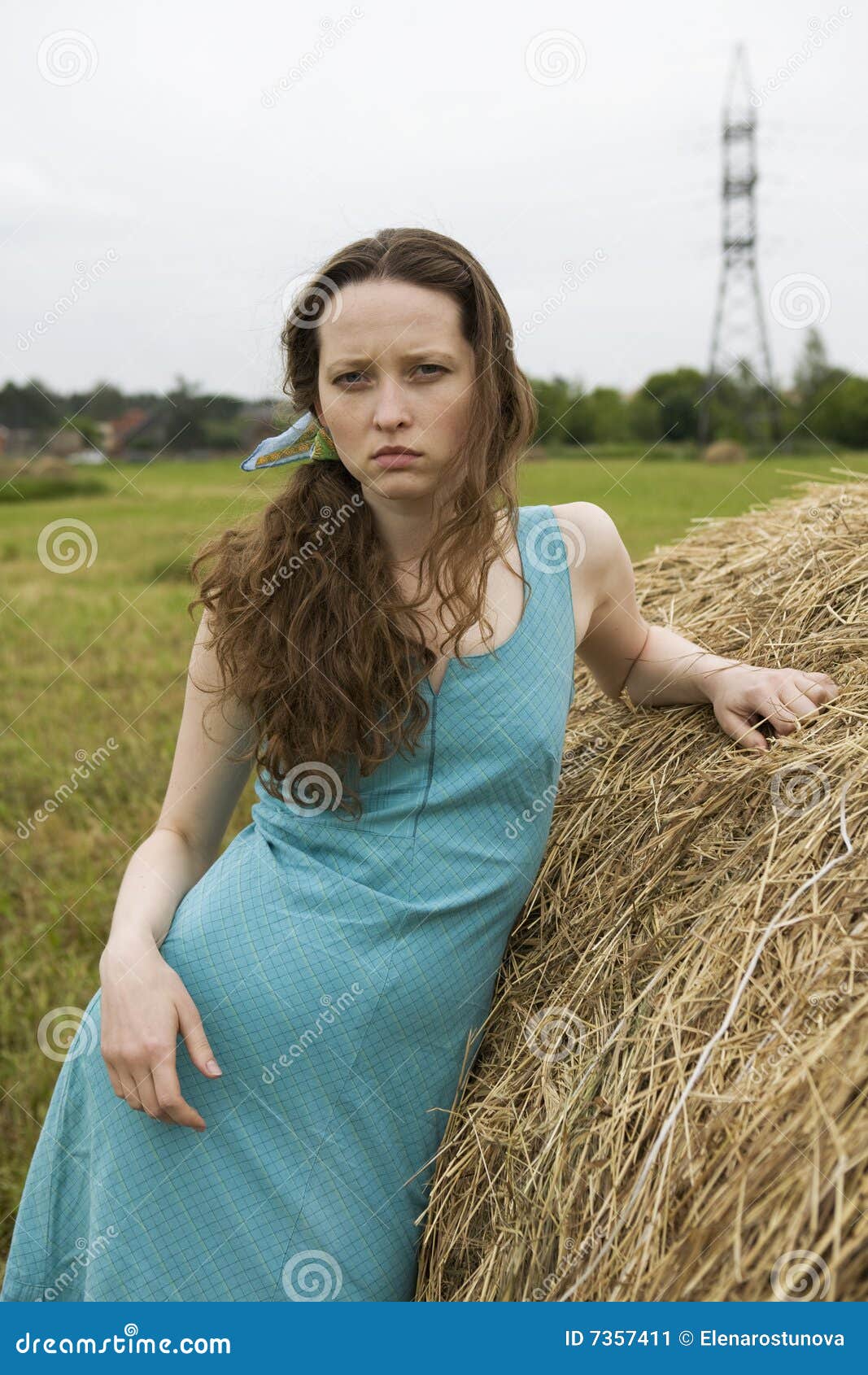 Angry Girl Standing Near Haystack Stock Image - Image of emotion ...