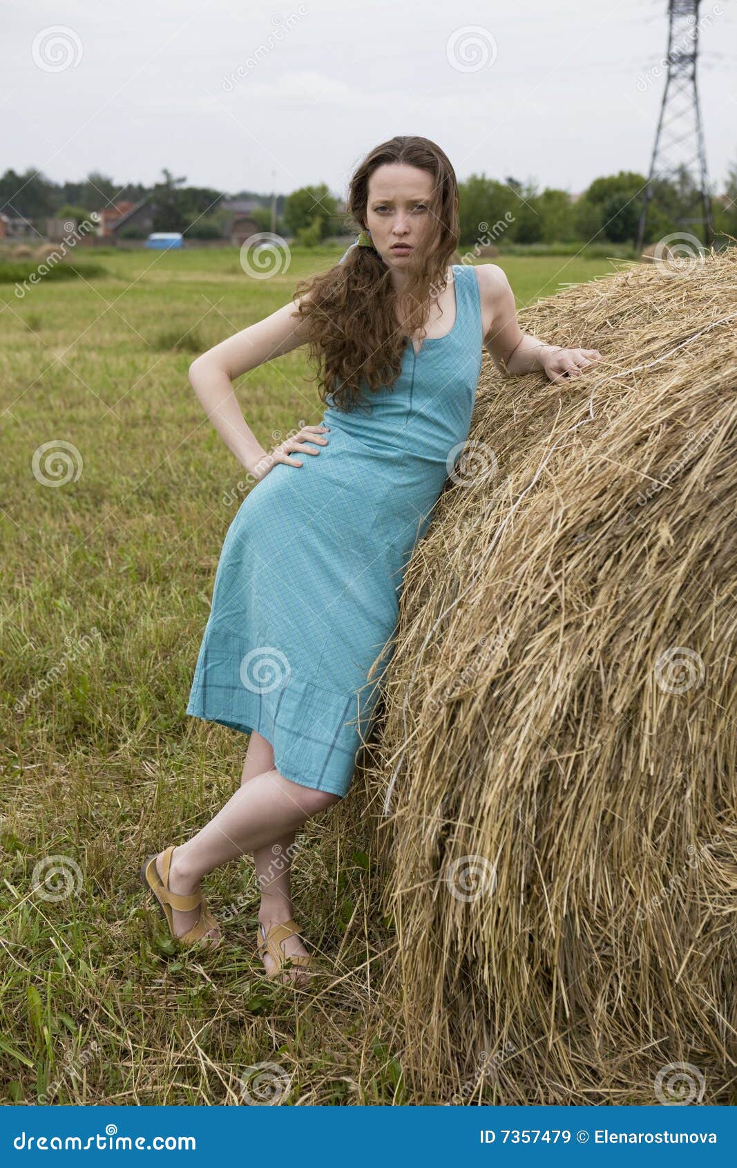 Angry Girl Standing Near Haystack Stock Image - Image of blue, health ...