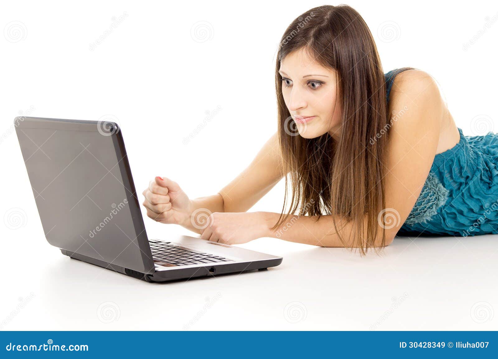 Angry Girl Working at a Laptop Stock Image - Image of positive, modern ...
