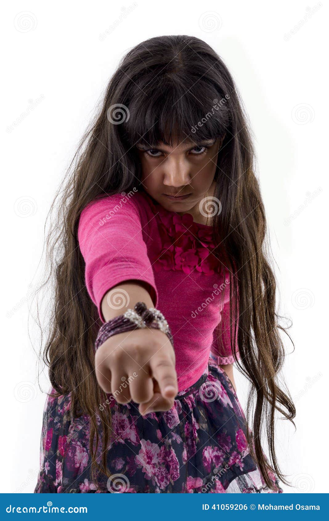 Angry Girl stock photo. Image of portrait, pink, isolated - 41059206