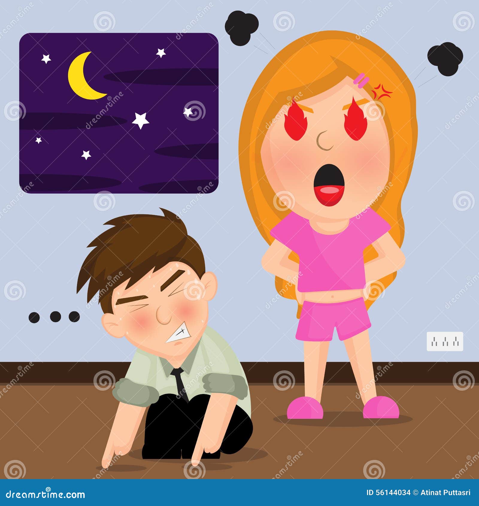 Angry girlfriend cartoon stock vector. Illustration of couple - 56144034