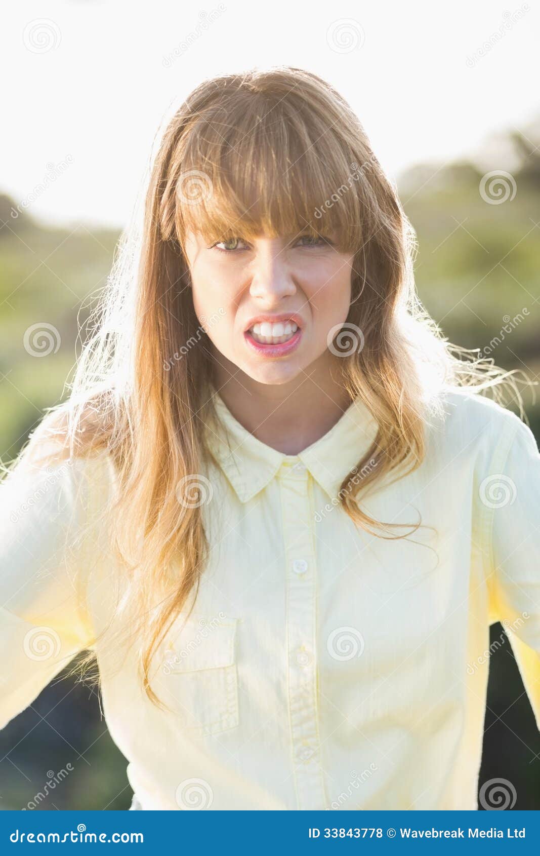Angry Gorgeous Blonde Posing on the Roadside Stock Photo - Image of ...