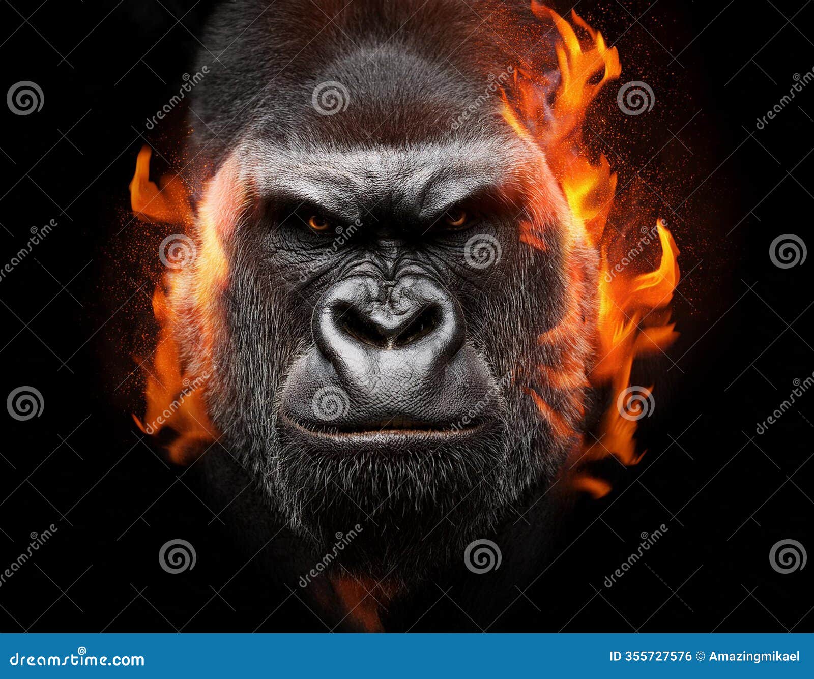An Angry Gorilla In A Strict Image. Space For Text. Stock Photo ...